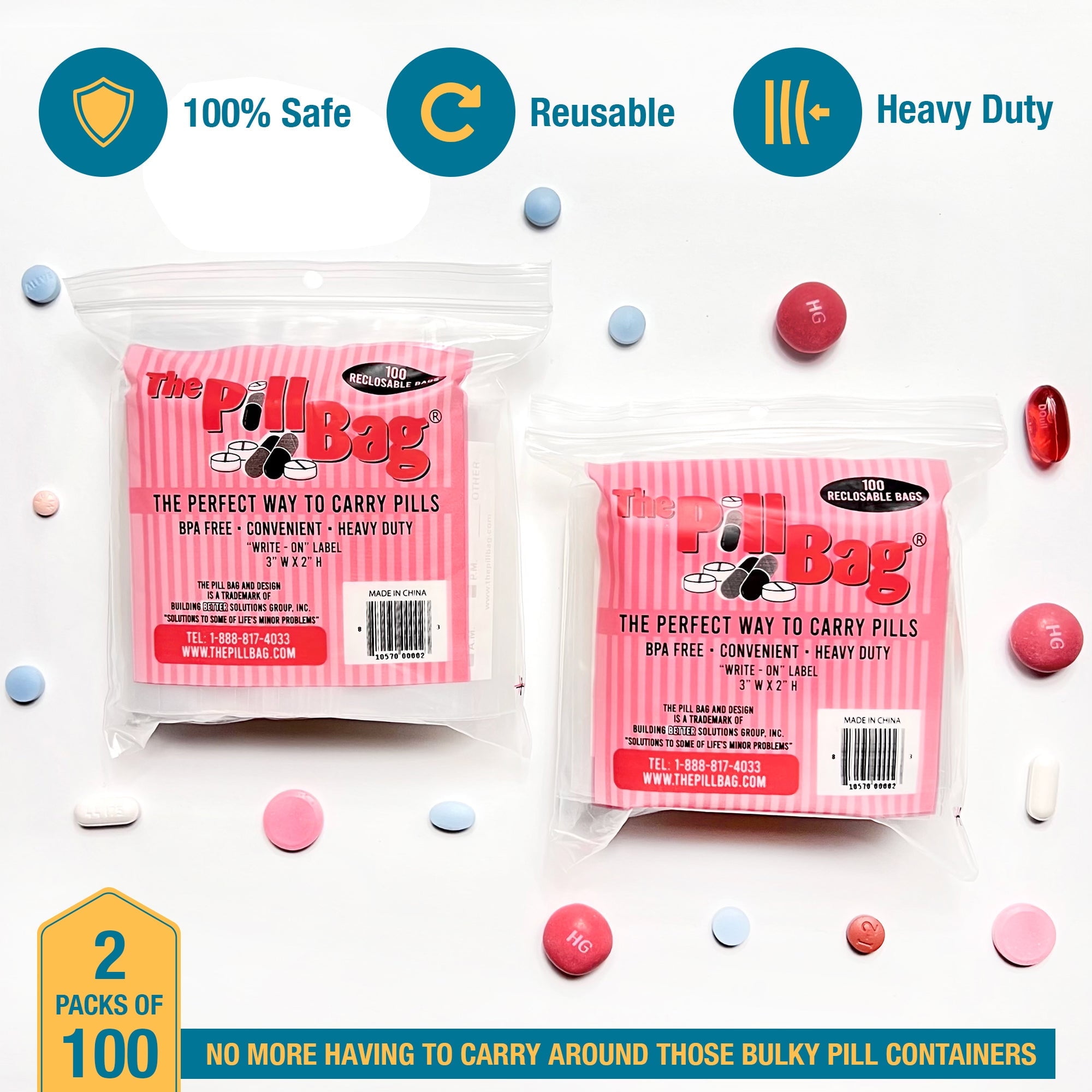 The Pill Bag | Travel Size Medicine Pouches, Pocket Plastic Capsules ...