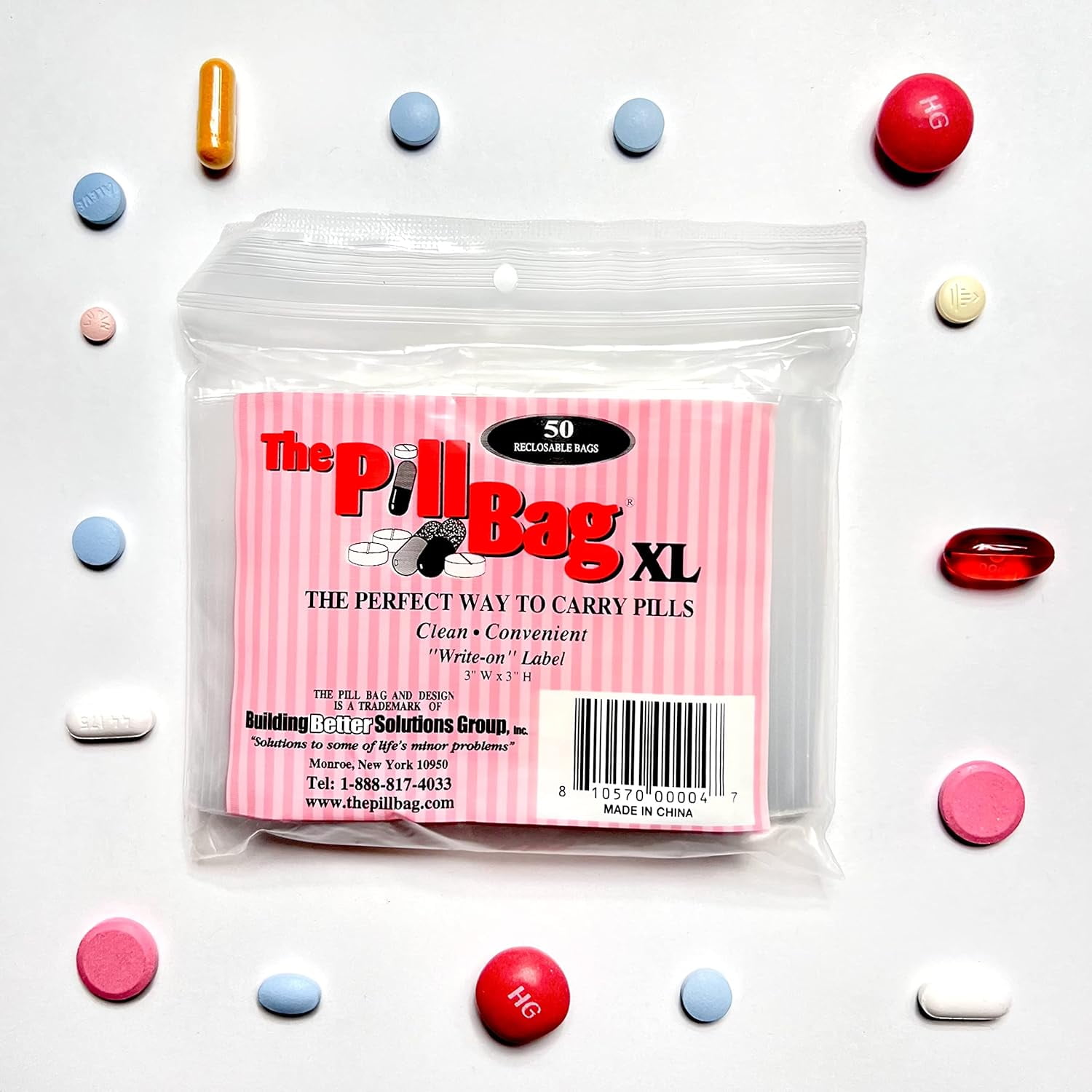ThePillBag XL | Reusable, Resealable, Small Medicine Pouches, 100 Count ...