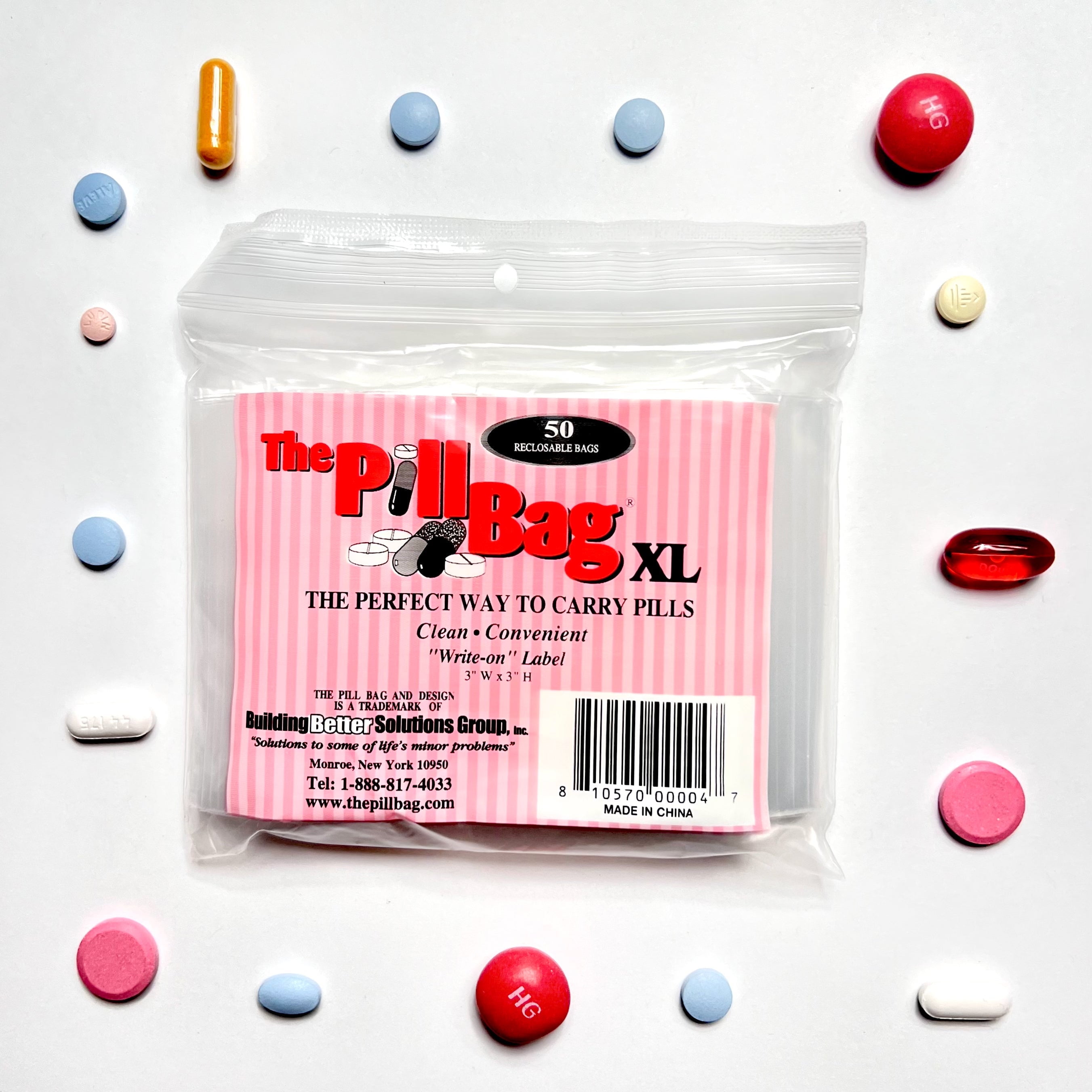 ThePillBag Pill Plastic Bags, 200 Count (3"x3") Small Reusable Heavy ...