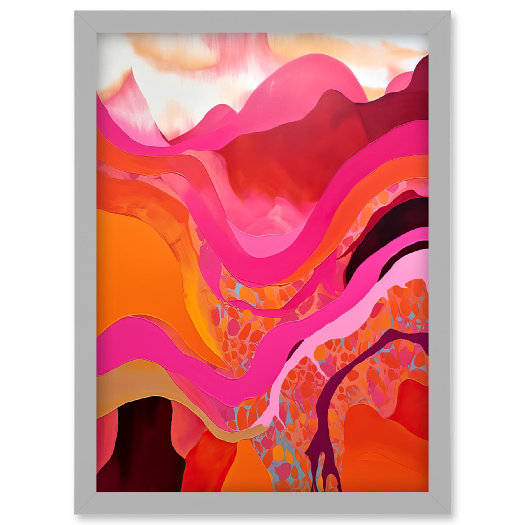 The Pink Mountains Abstract Oil Painting Bright Vibrant Pink Orange ...