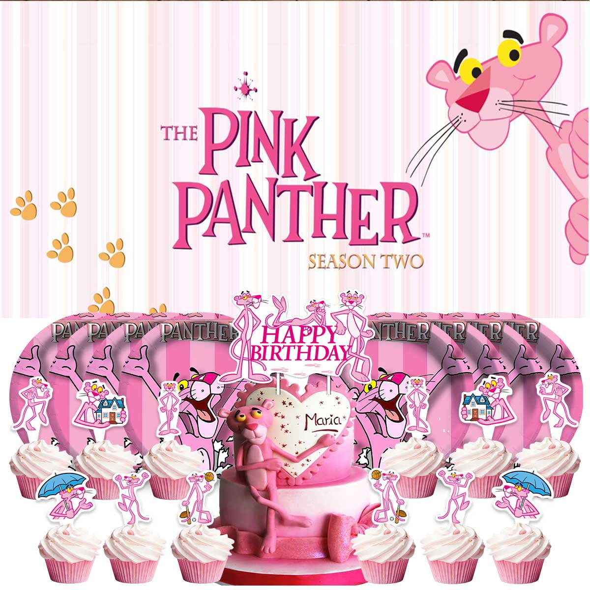 The Pink Panther Birthday Party Supplies Balloons Paper Plates ...