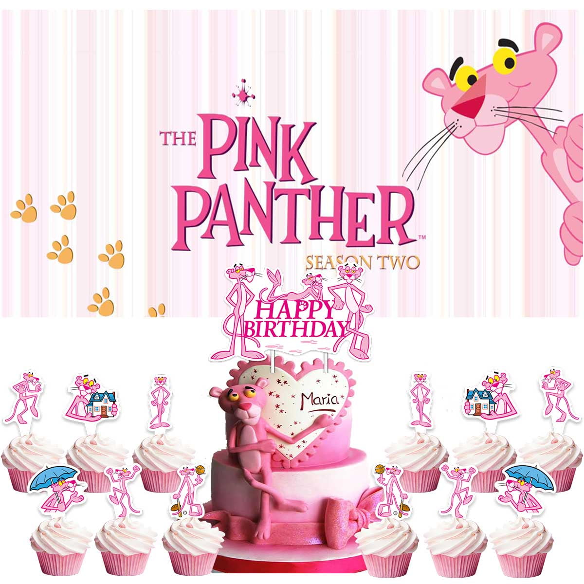 The Pink Panther Party Supplies Latex Balloons Decor Banner Backdrop ...