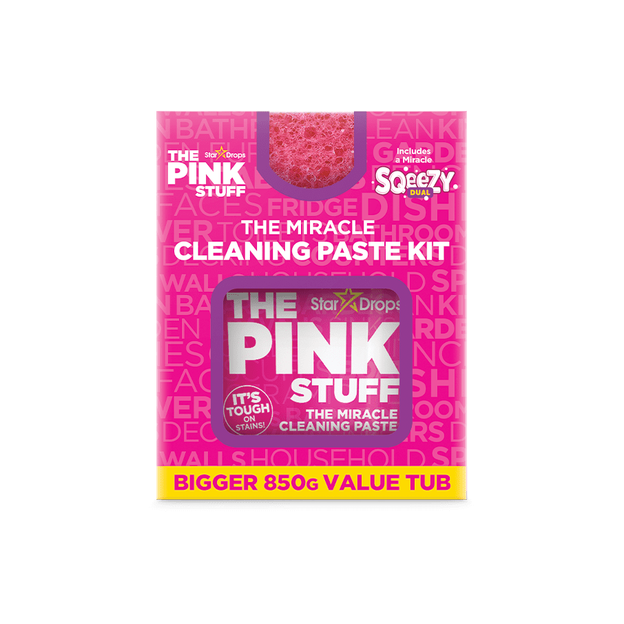 The Pink Stuff Miracle Cleaning Paste Kit, 850g Paste and Dual-Sided ...