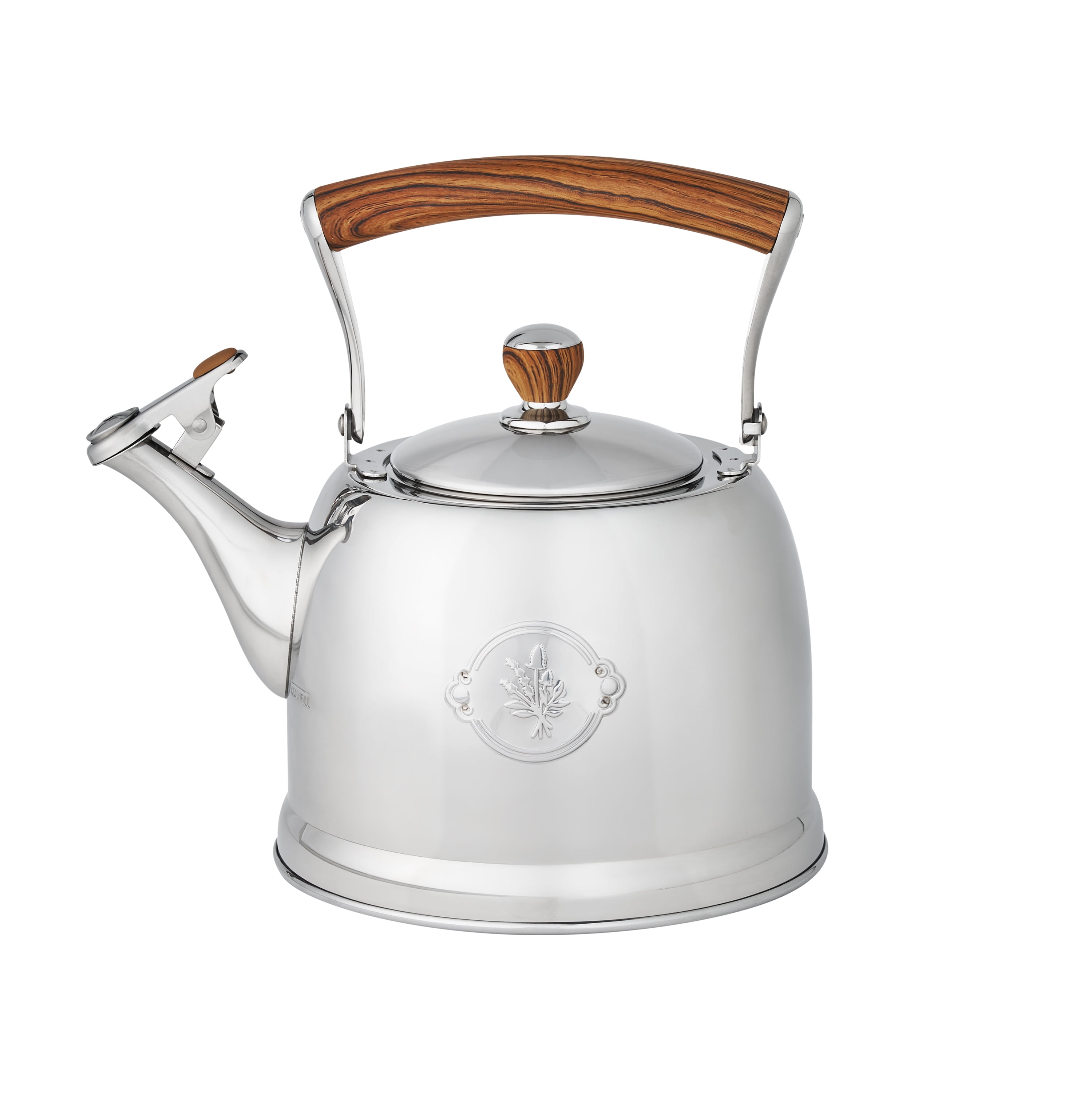 The Pioneer Woman Stainless Steel 2.2-Quart Tea Kettle with Acacia Wood ...