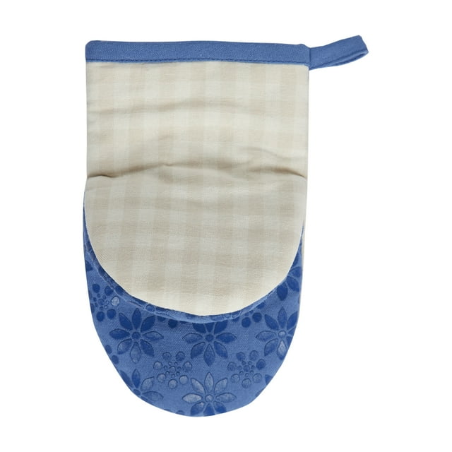 The Pioneer Woman 100% Cotton Mini Mitt Set, Blue & Taupe Gingham, 5.5 ...