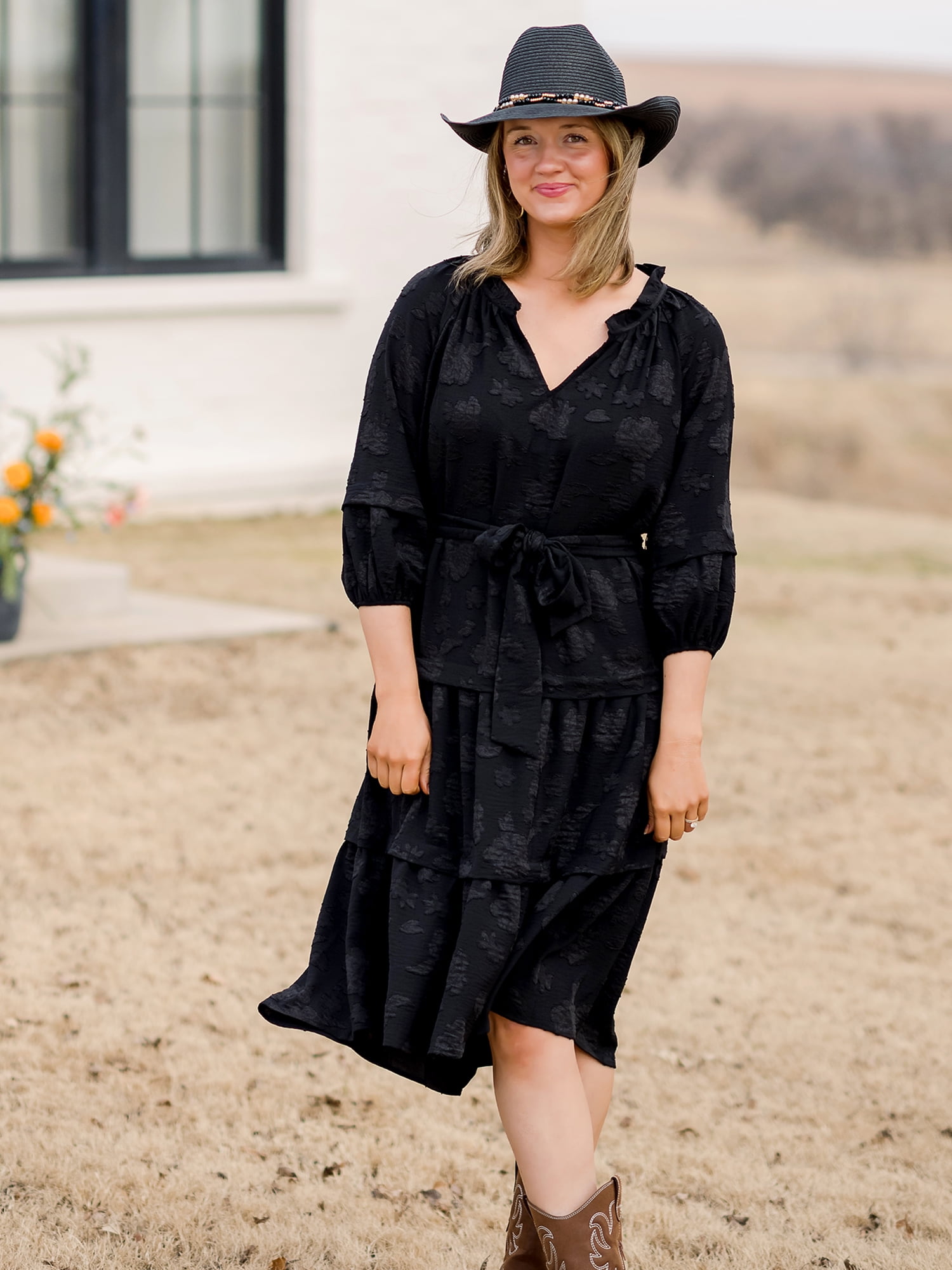 The Pioneer Woman Women's Ruffle Midi Dress, XS-XXL, Polyester ...