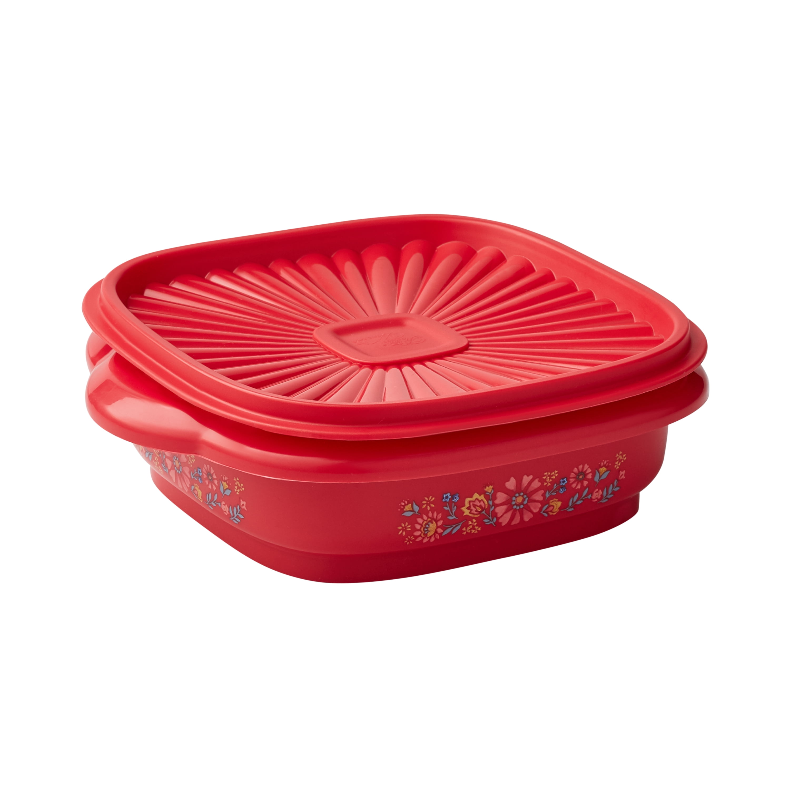 The Pioneer Woman Food Storage Container, 3-Cup Capacity, Plastic, Red ...