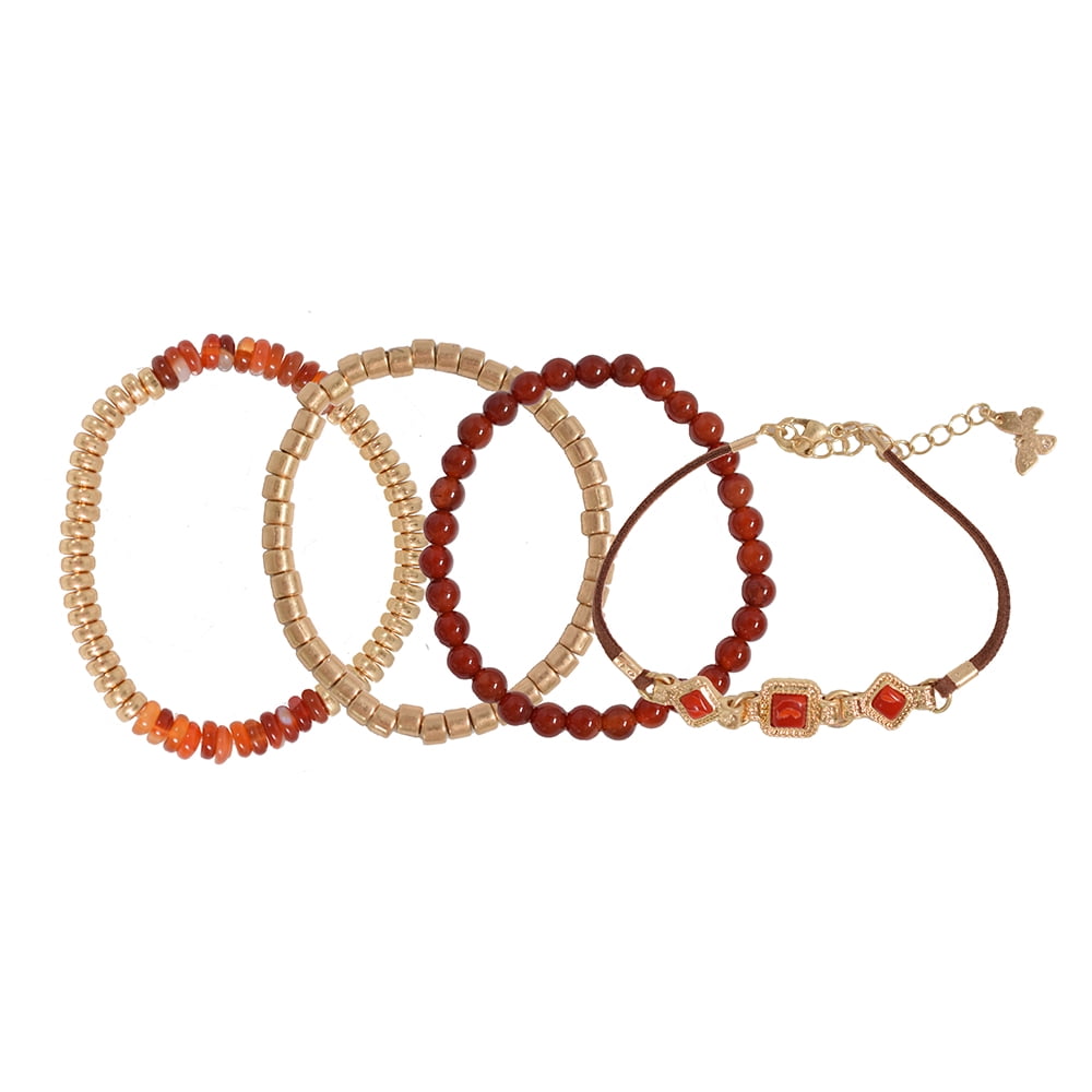 The Pioneer Woman Adult Female Gold-Tone 4pc Metal and Cord Beaded ...