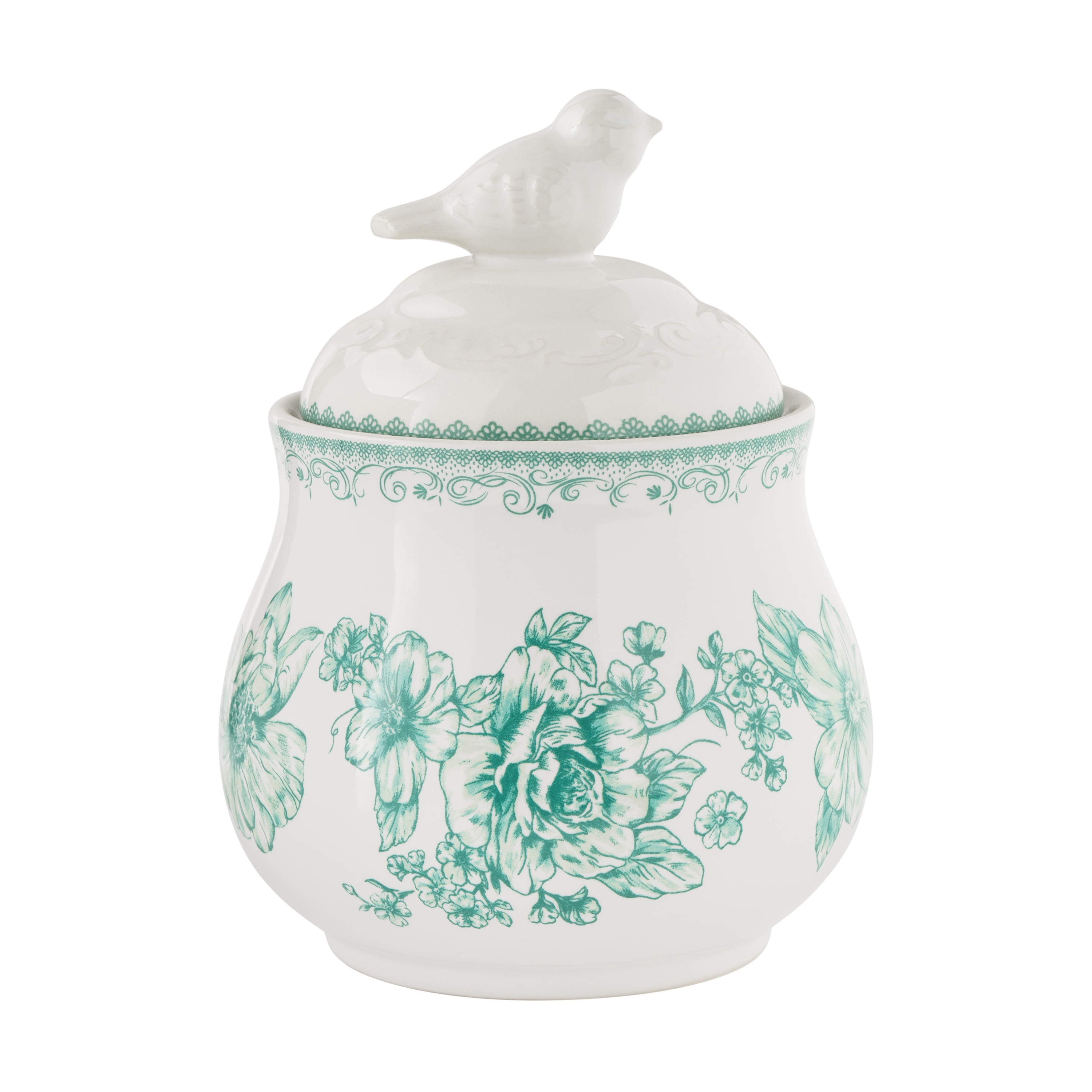 The Pioneer Woman Agatha Stoneware Sugar Bowl with Lid, Green, Rustic ...