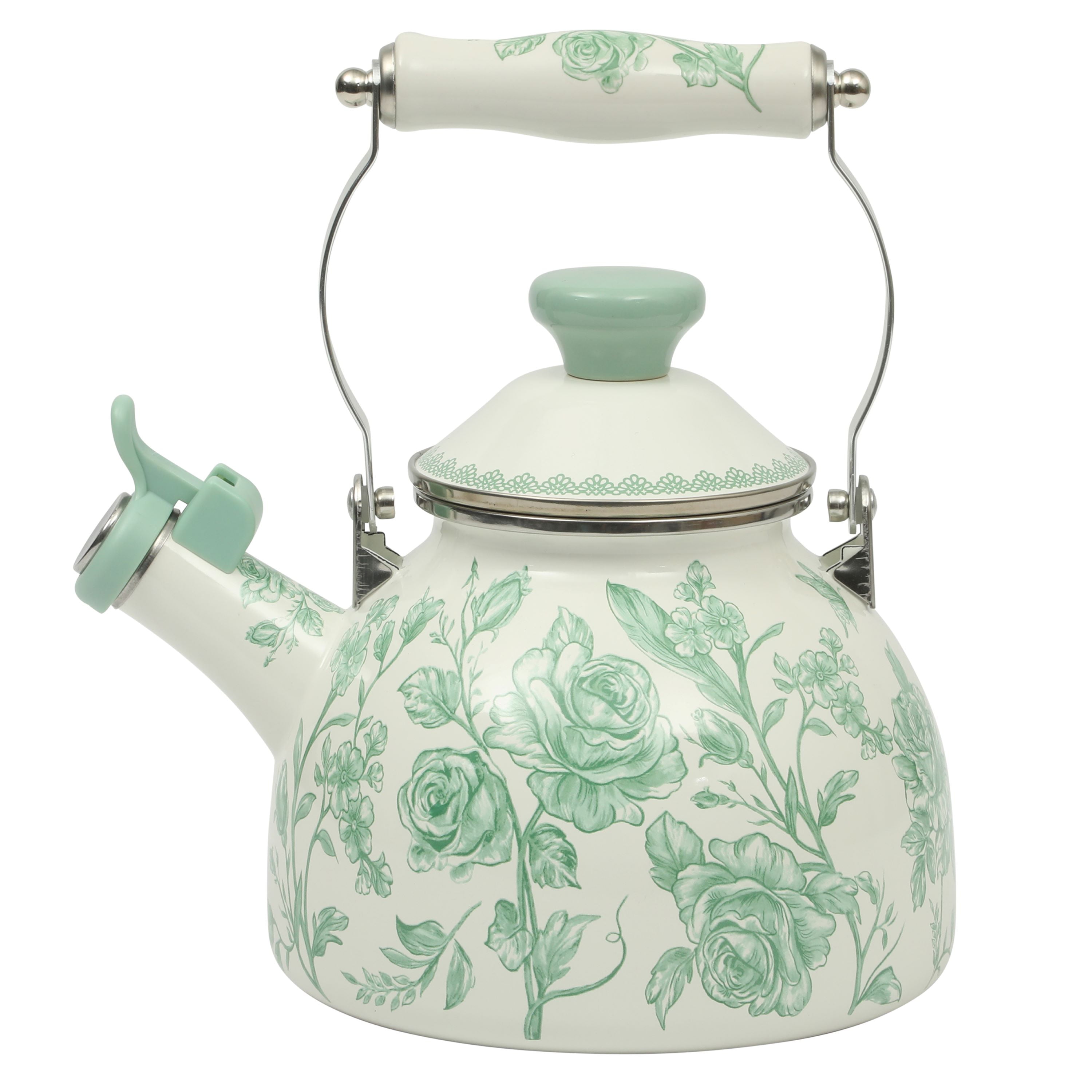 The Pioneer Woman Agatha Enamel on Steel 2.0-Quart Whistling Tea Kettle ...
