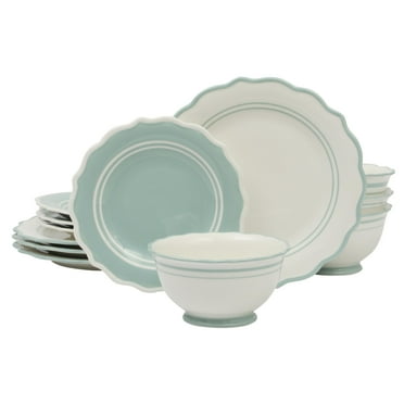 The Pioneer Woman Agatha 12-Piece Stoneware Dinnerware Set, Blue ...