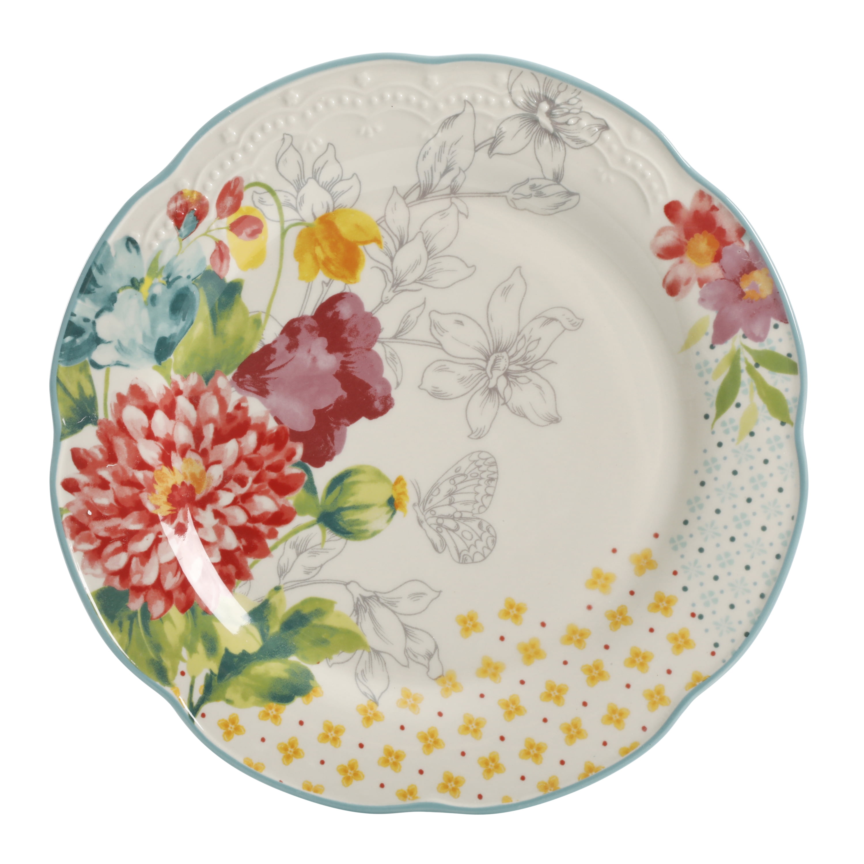 The Pioneer Woman Blooming Bouquet Blue Ceramic 10.75-inch Dinner Plate ...