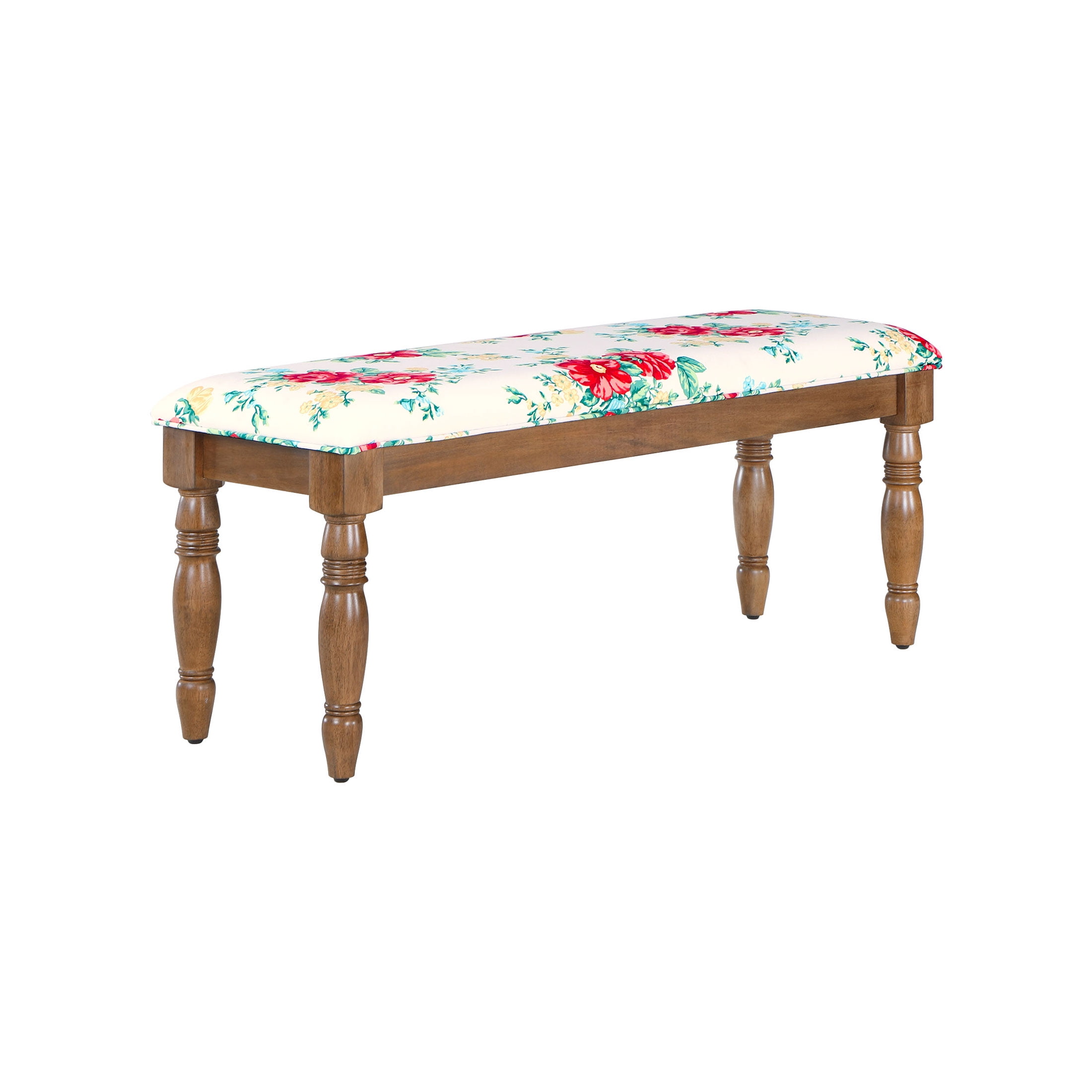 The Pioneer Woman Callie Vintage Floral Dining Bench Made With Solid ...