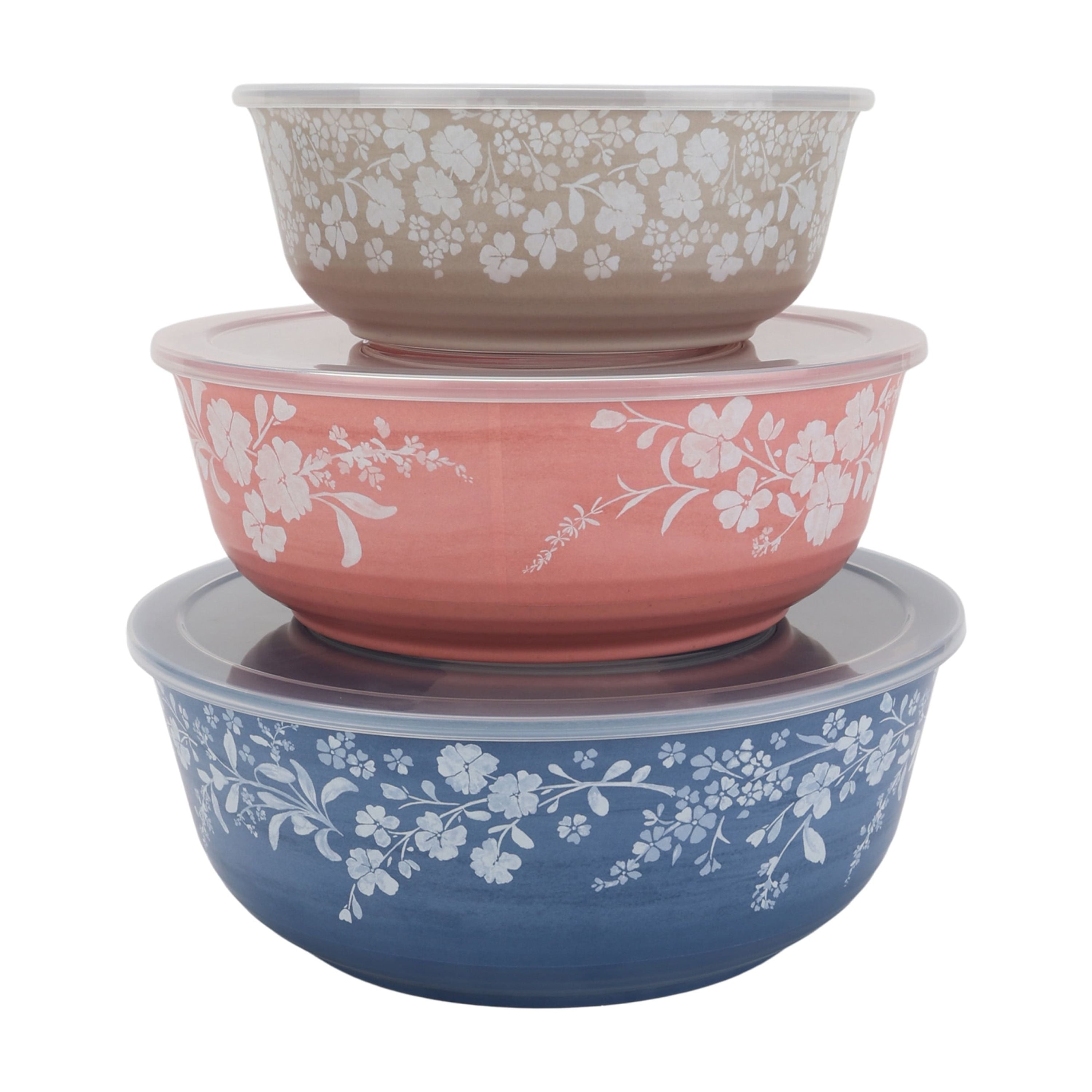 The Pioneer Woman Daisy 6-Piece Bamboo Melamine Bowl Set with Lids ...