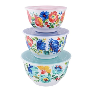 The Pioneer Woman - Fresh Floral 7-Piece Melamine Serving Bowl Set ...
