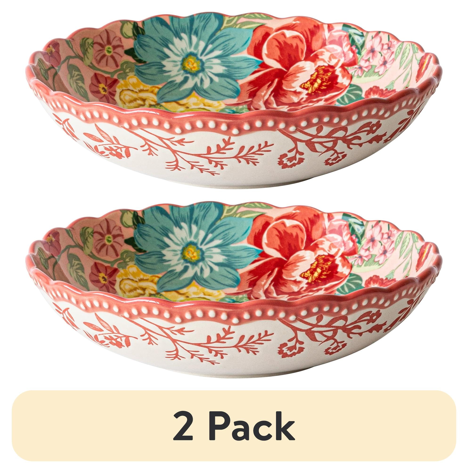(2 pack) The Pioneer Woman Fancy Flourish Round Stoneware Pasta Bowl ...