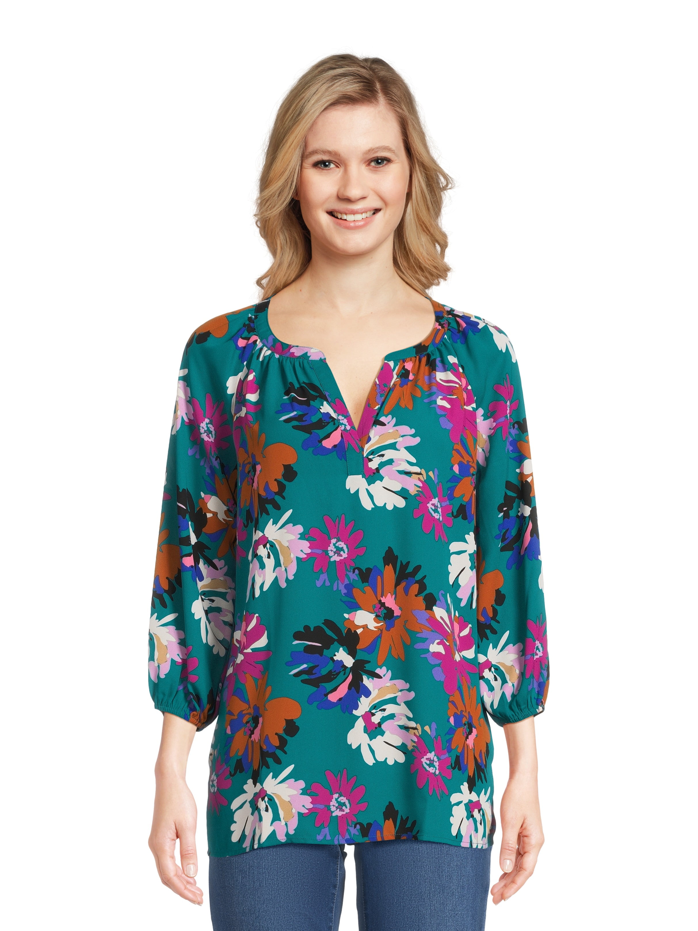 The Pioneer Woman Floral Print Peasant Blouse, Sizes S-3XL, Women’s ...