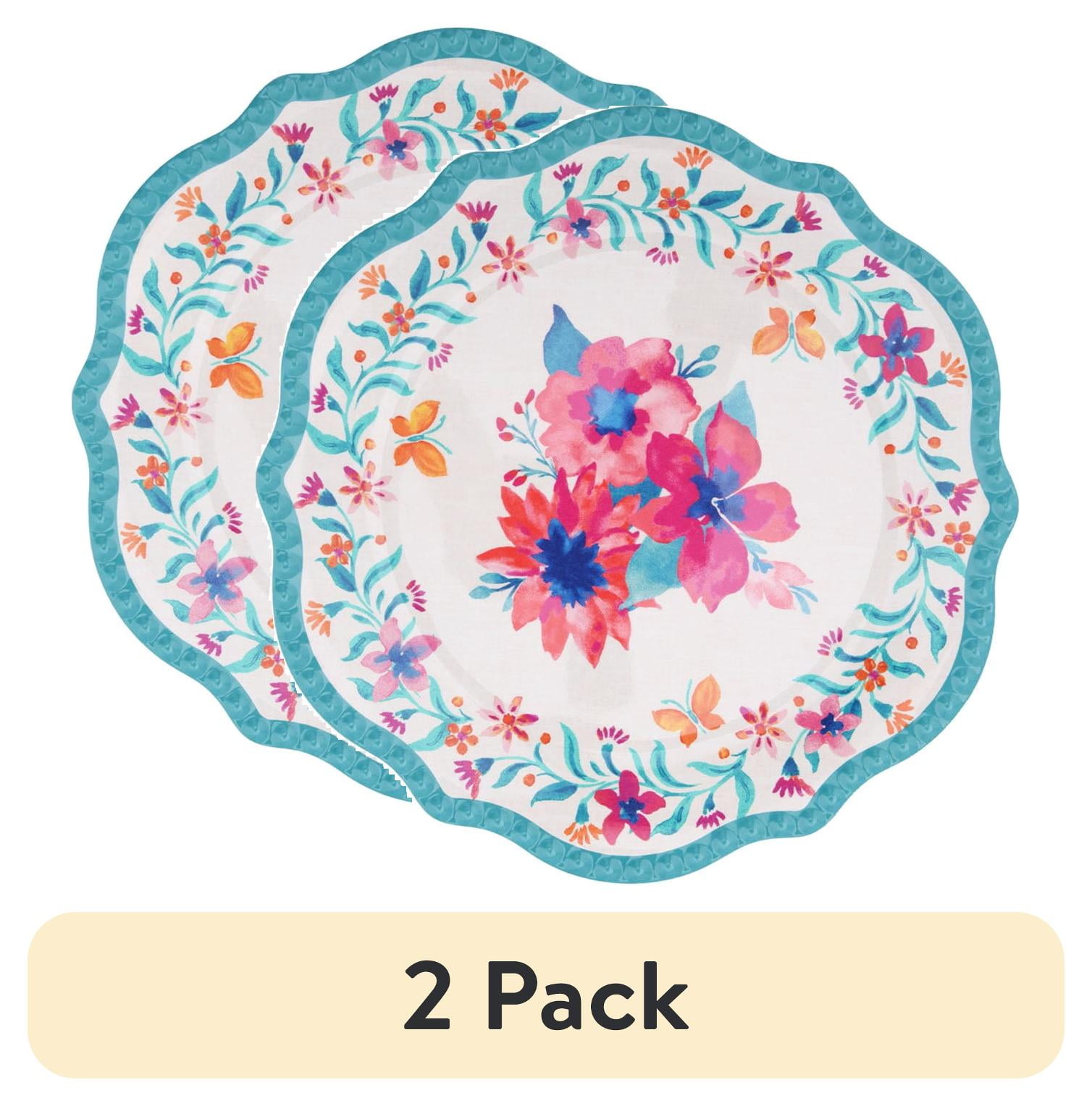 (2 pack) The Pioneer Woman Folk Geo Melamine Salad Plate, Teal ...