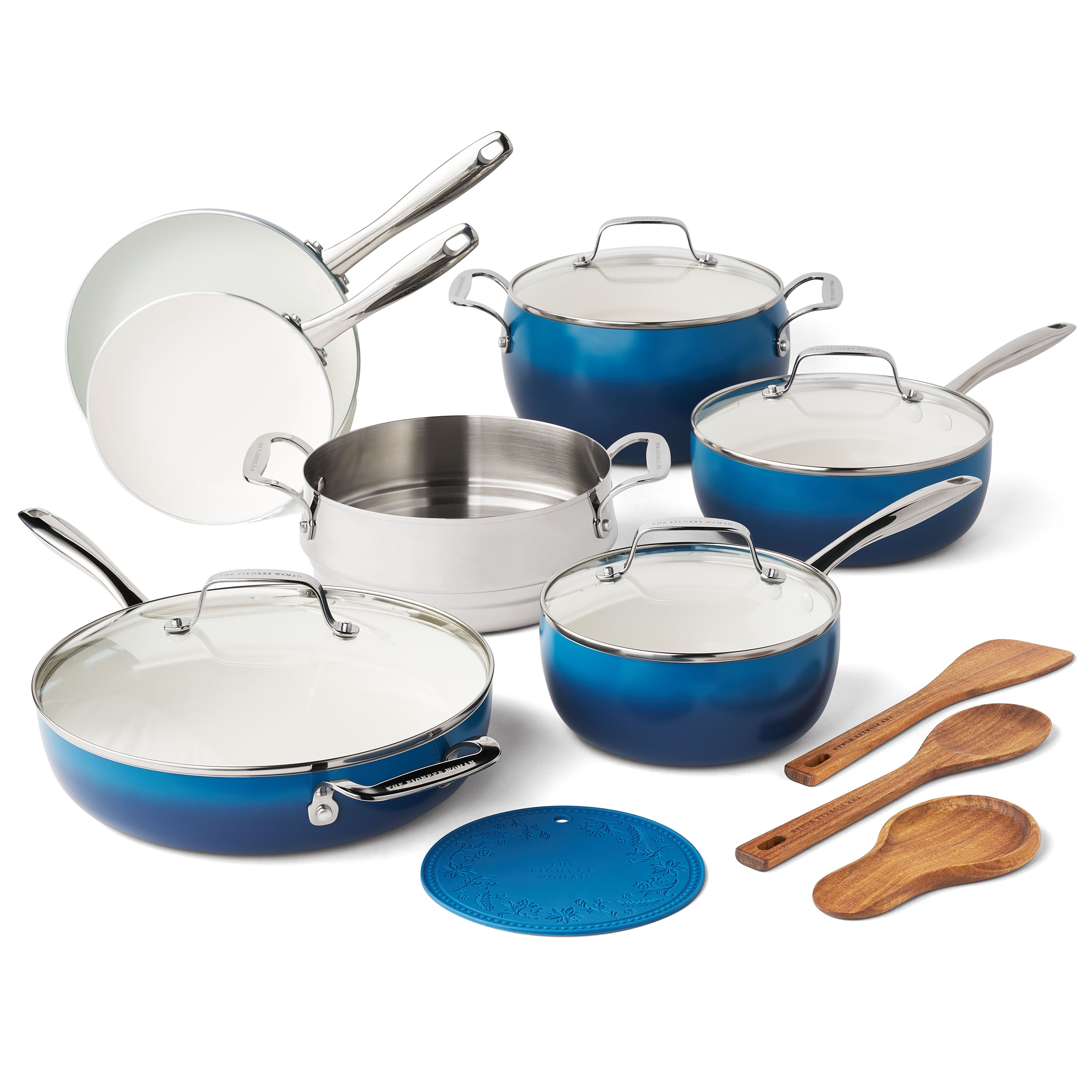 Free Shipping! The Pioneer Woman 15-Piece Ceramic Cookware Set, Non ...