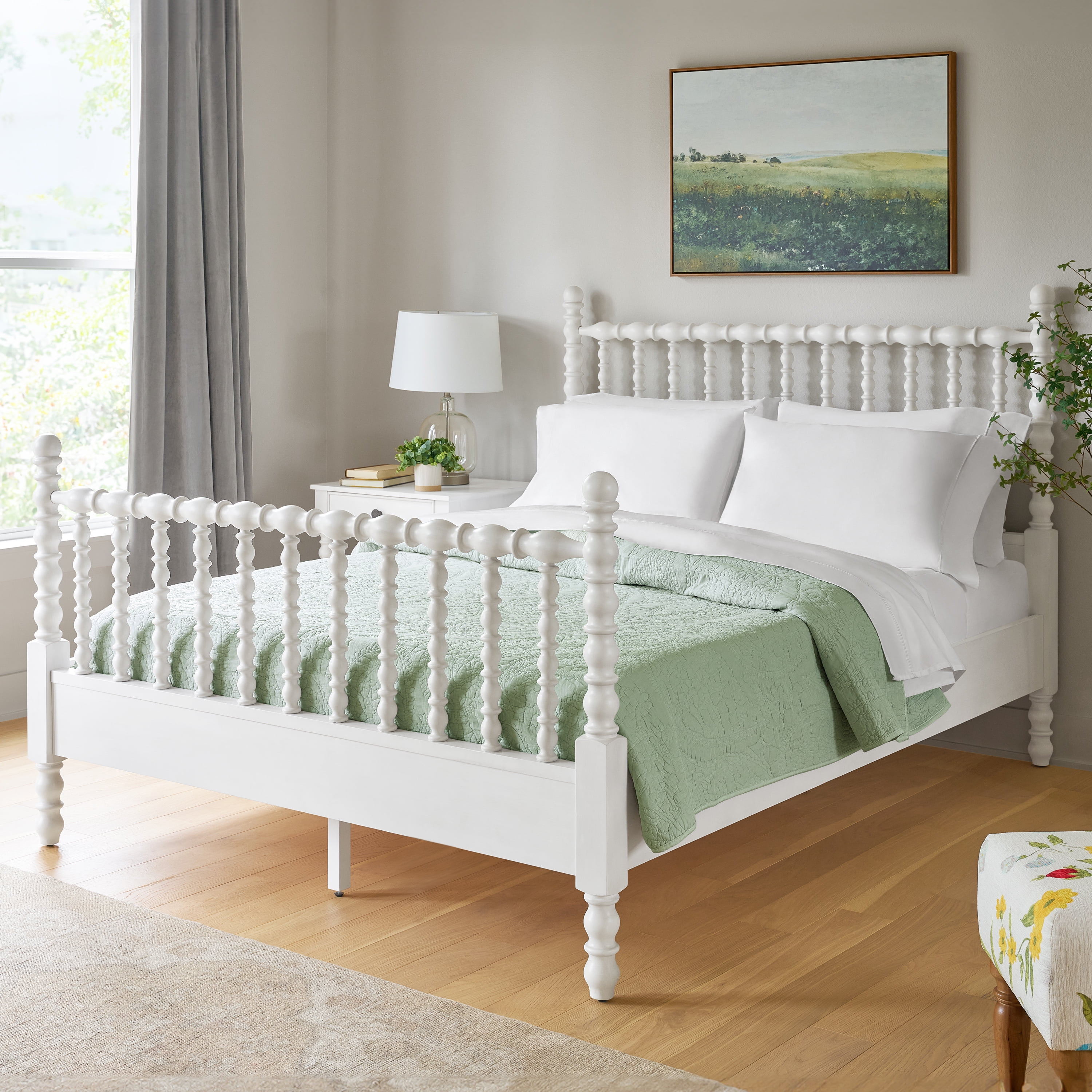Pioneer Woman Harper Queen-Size Spindle Bed, White - Walmart.com