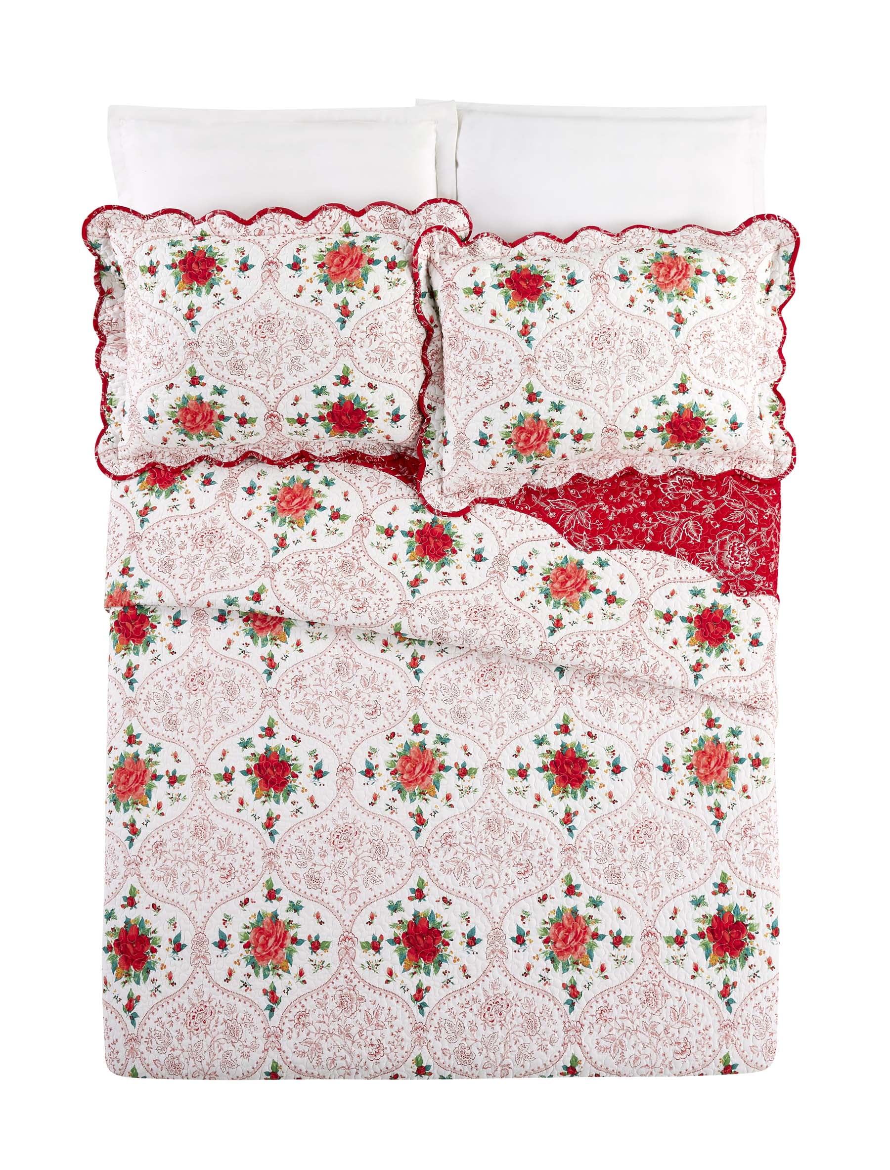 The Pioneer Woman Cheerful Toile Multi-Color Cotton King Quilt with ...