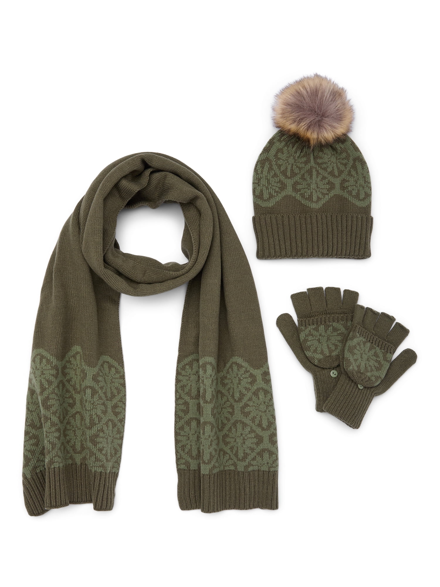 The Pioneer Woman Intarsia Cold Weather Beanie Scarf & Glove 3-Piece ...