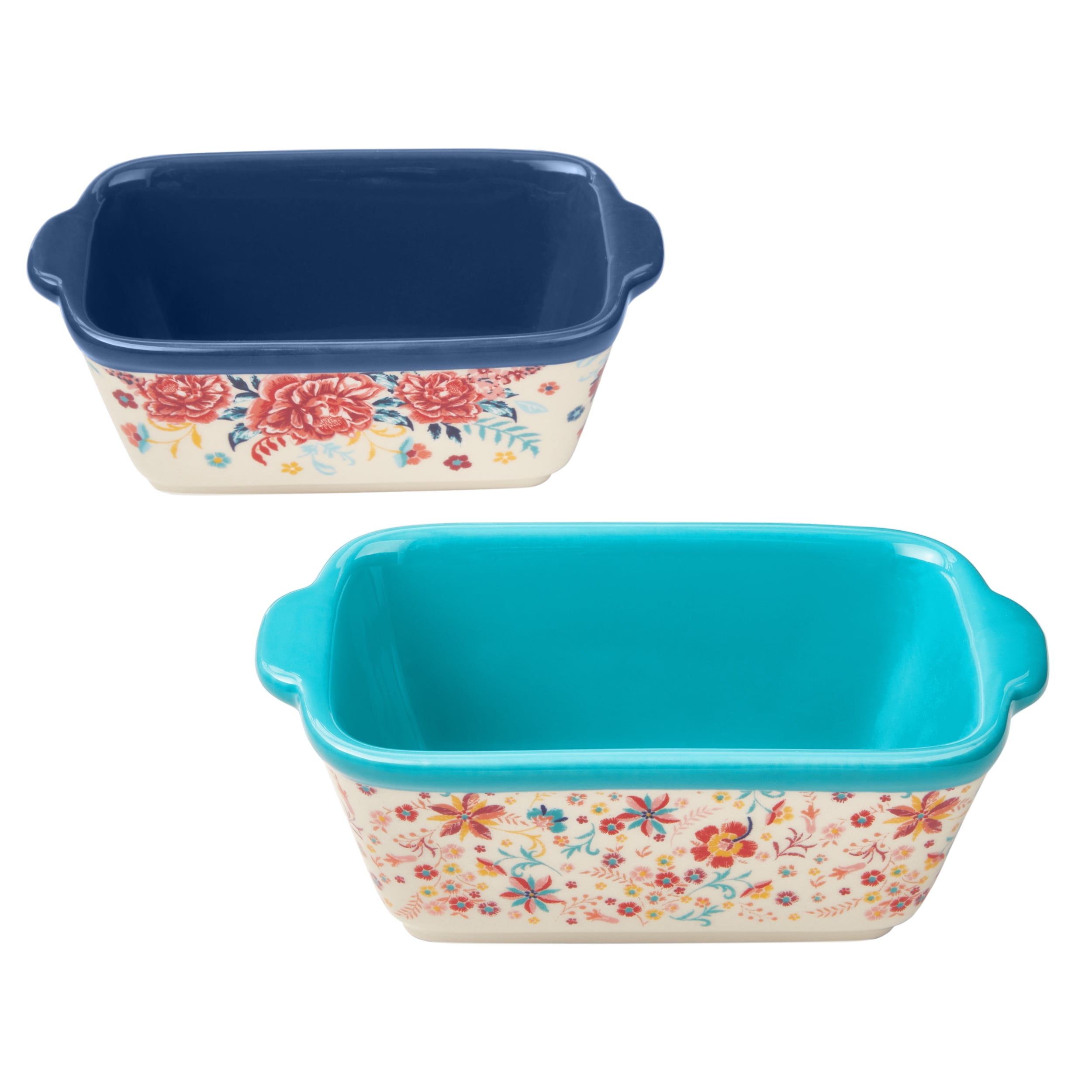 The Pioneer Woman Keepsake Floral 4.8" Ceramic Mini Loaf Pans, Set of 2 ...