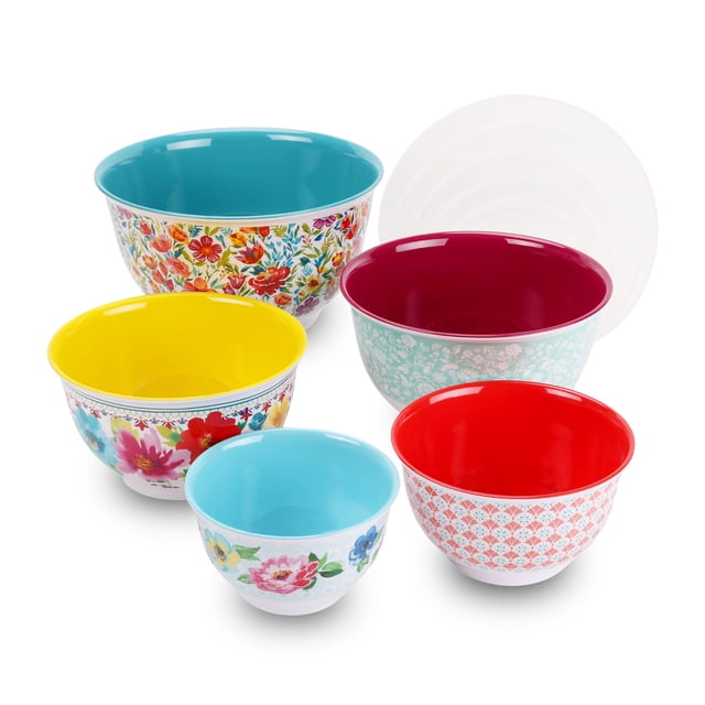 The Pioneer Woman Melamine Mixing Bowl Set, 10-Piece Set, Petal Party ...