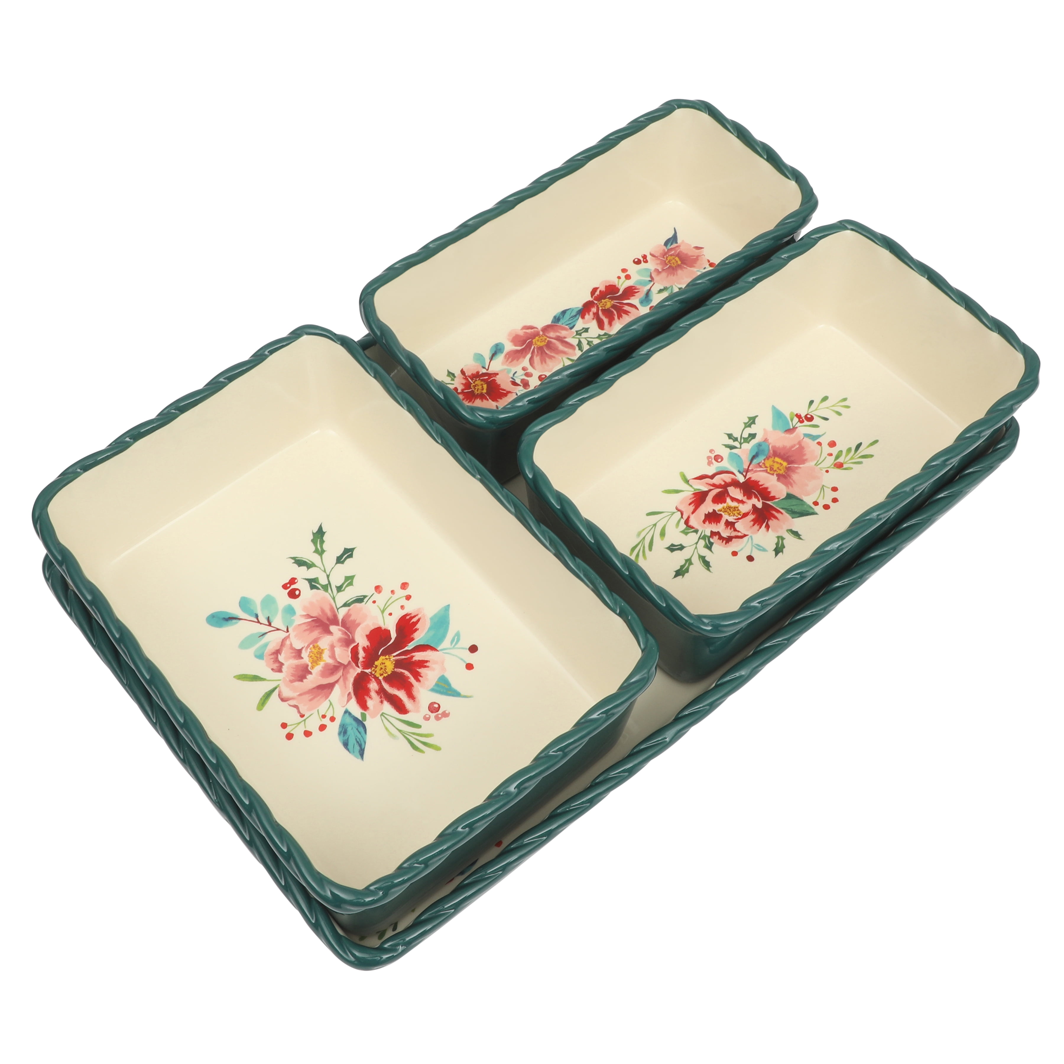 The Pioneer Woman Merry Meadow 4-Piece Nesting Ceramic Bakeware Set ...