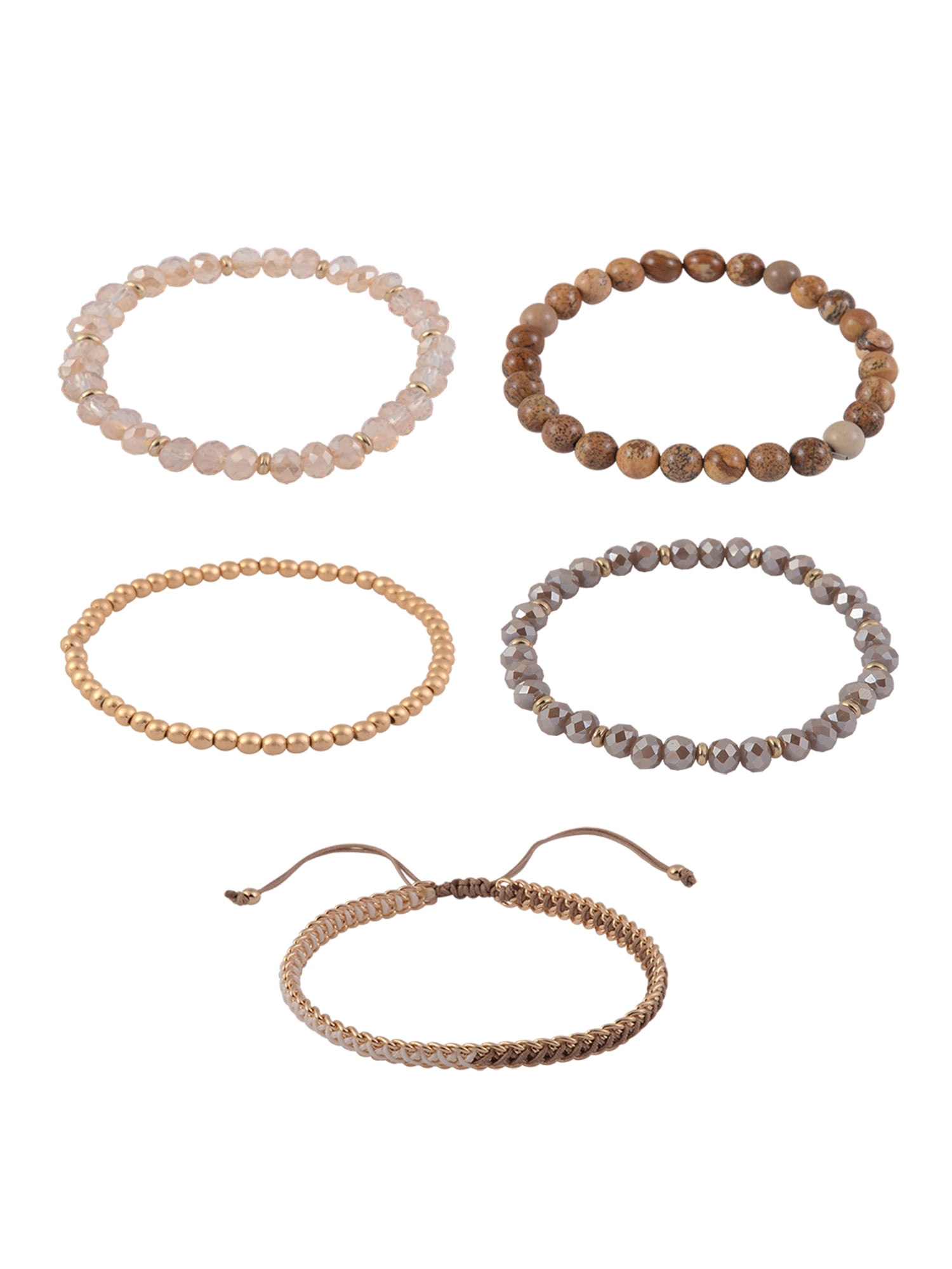 The Pioneer Woman Metal Gold-Tone Multi Beads Stretch and Cord Bracelet ...