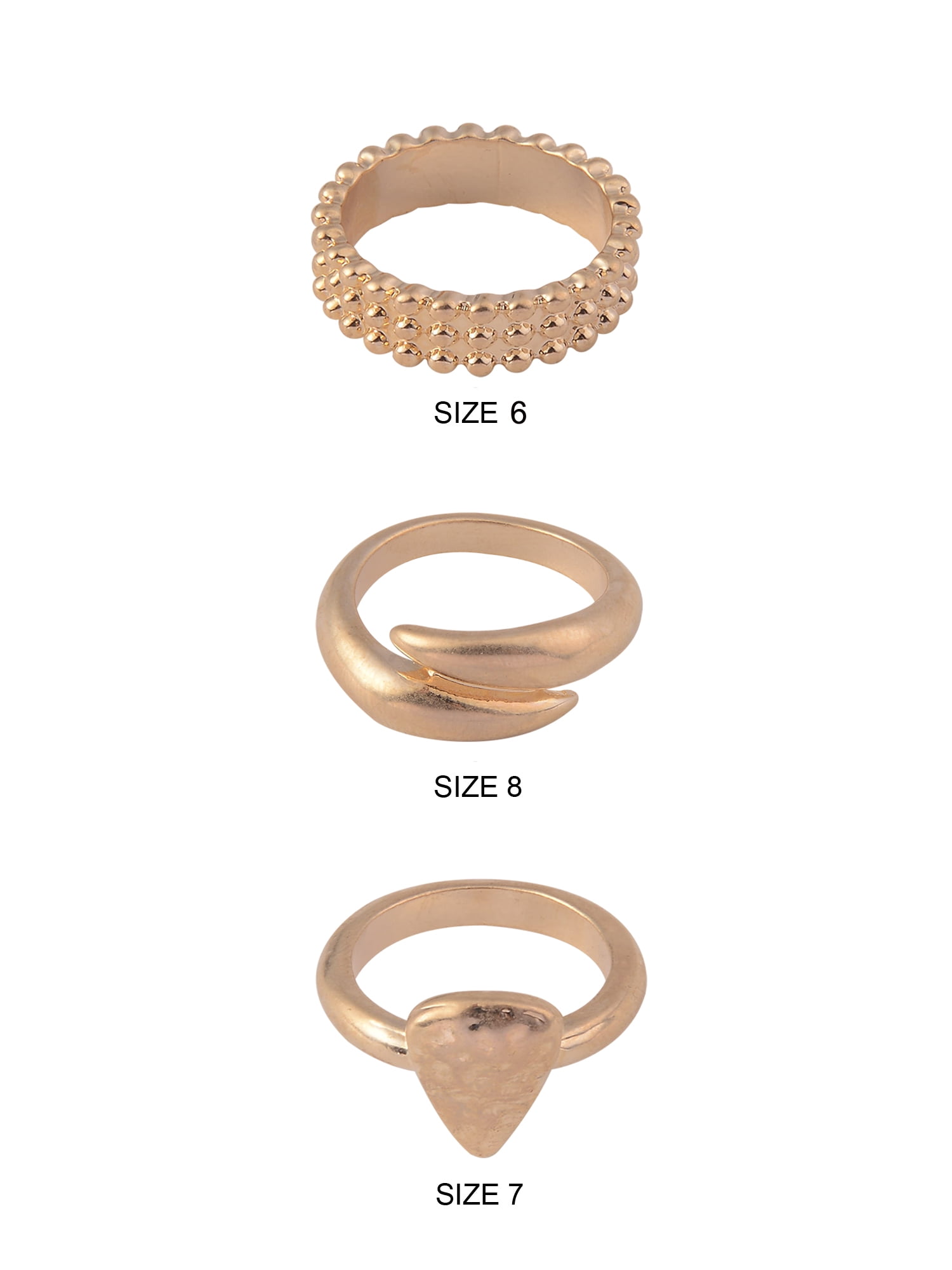 The Pioneer Woman Metal Gold-Tone Textured and Hammered Ring Set - 3 ...