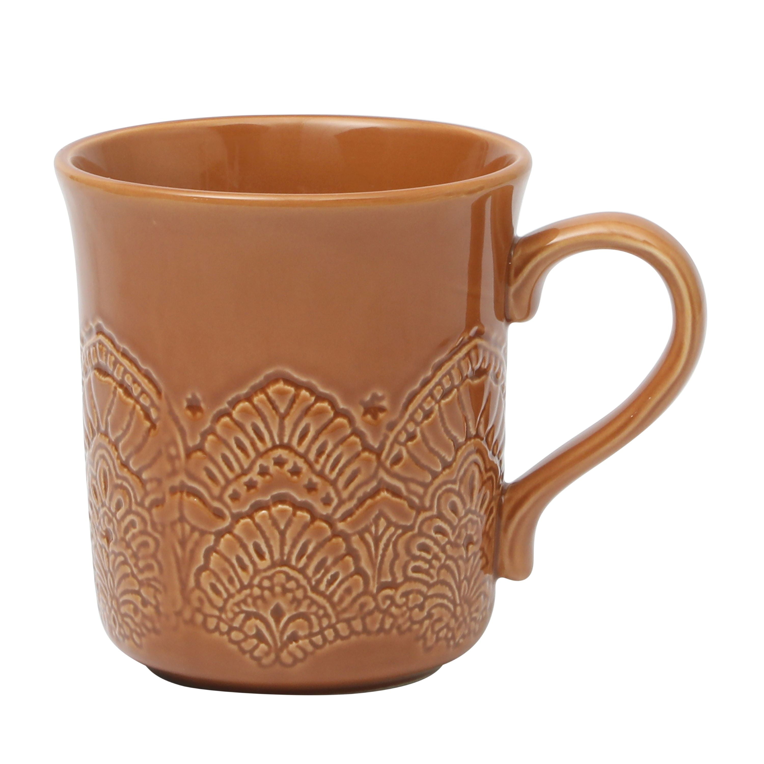 The Pioneer Woman Vintage Lace Stoneware Mug Caramel 12 oz Rustic ...