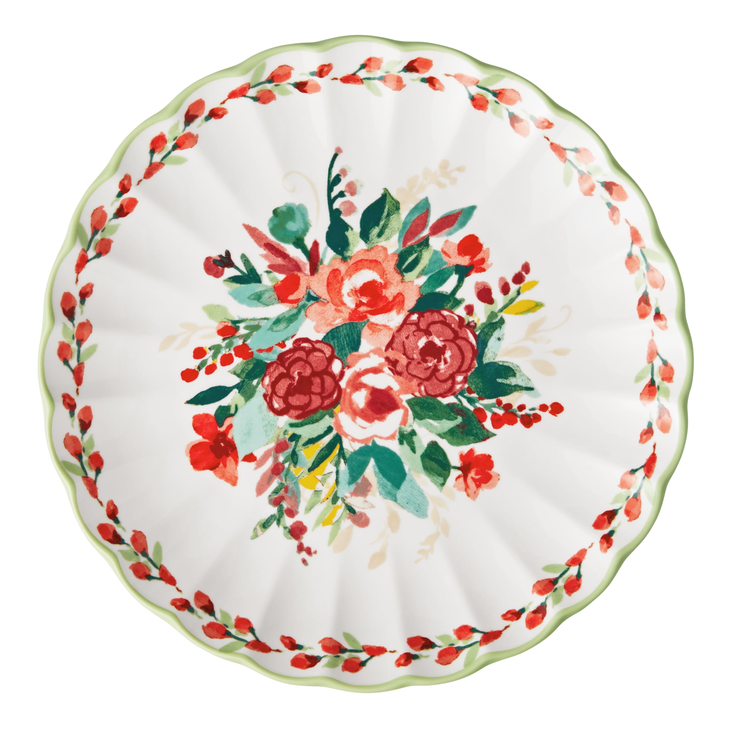 The Pioneer Woman Painted Meadows 8.46-inch Green Floral Ceramic Salad ...