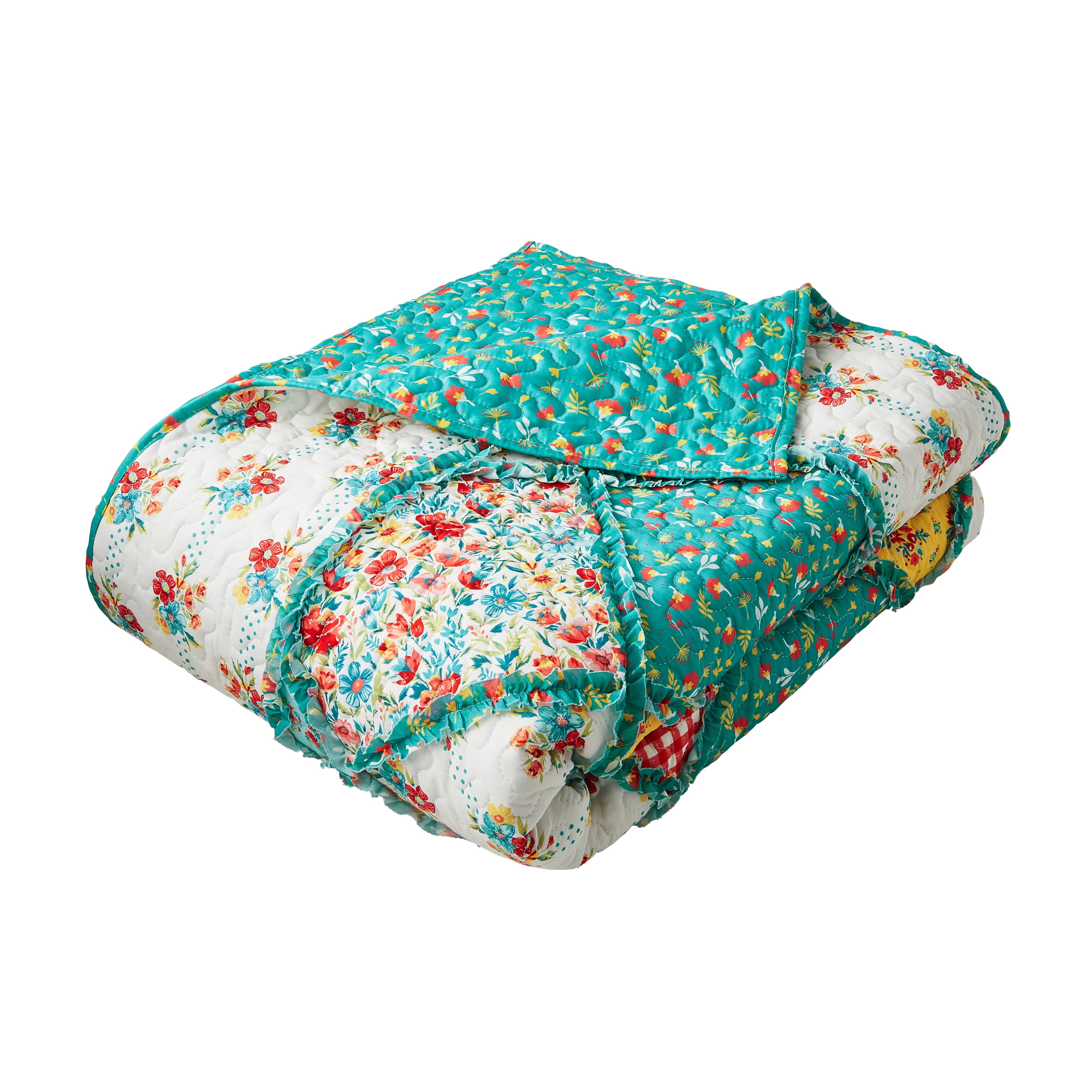 The Pioneer Woman Petal Party Cotton and Polyester Quilt, Full/Queen ...