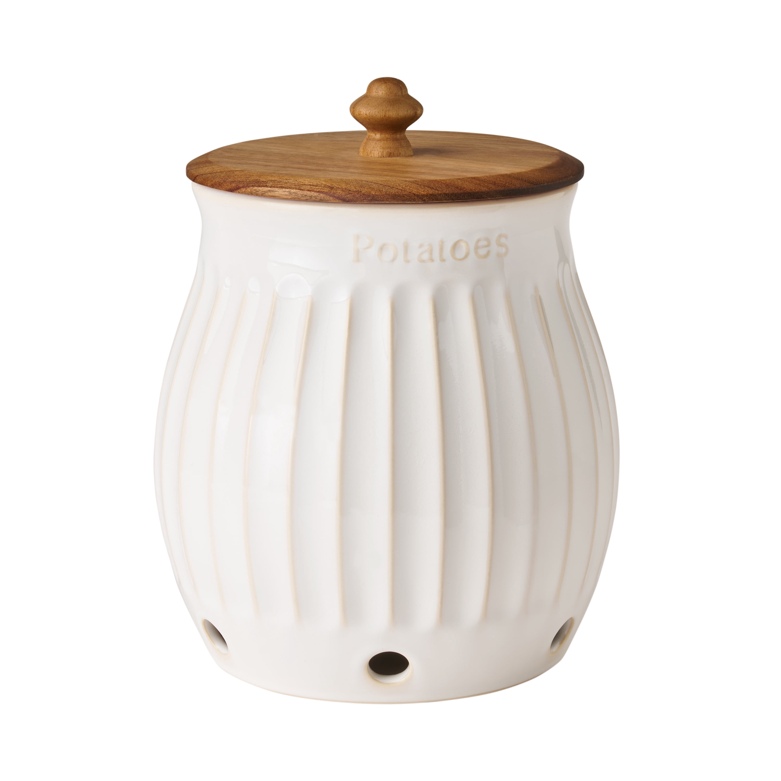 The Pioneer Woman Colette Stoneware Potato Keeper, White - Walmart.com