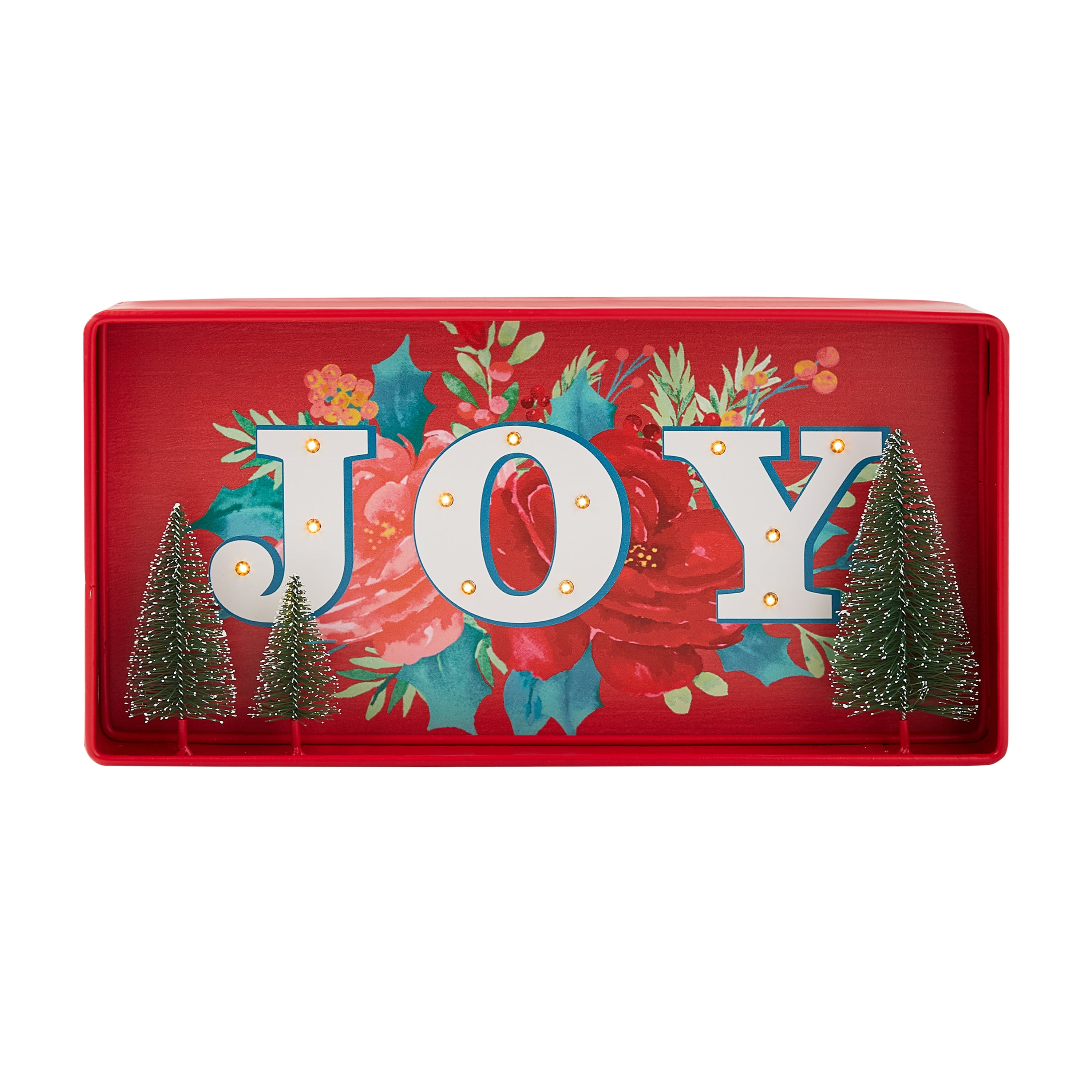 The Pioneer Woman Red Metal Light Up "Joy" Tabletop Sign - Walmart.com