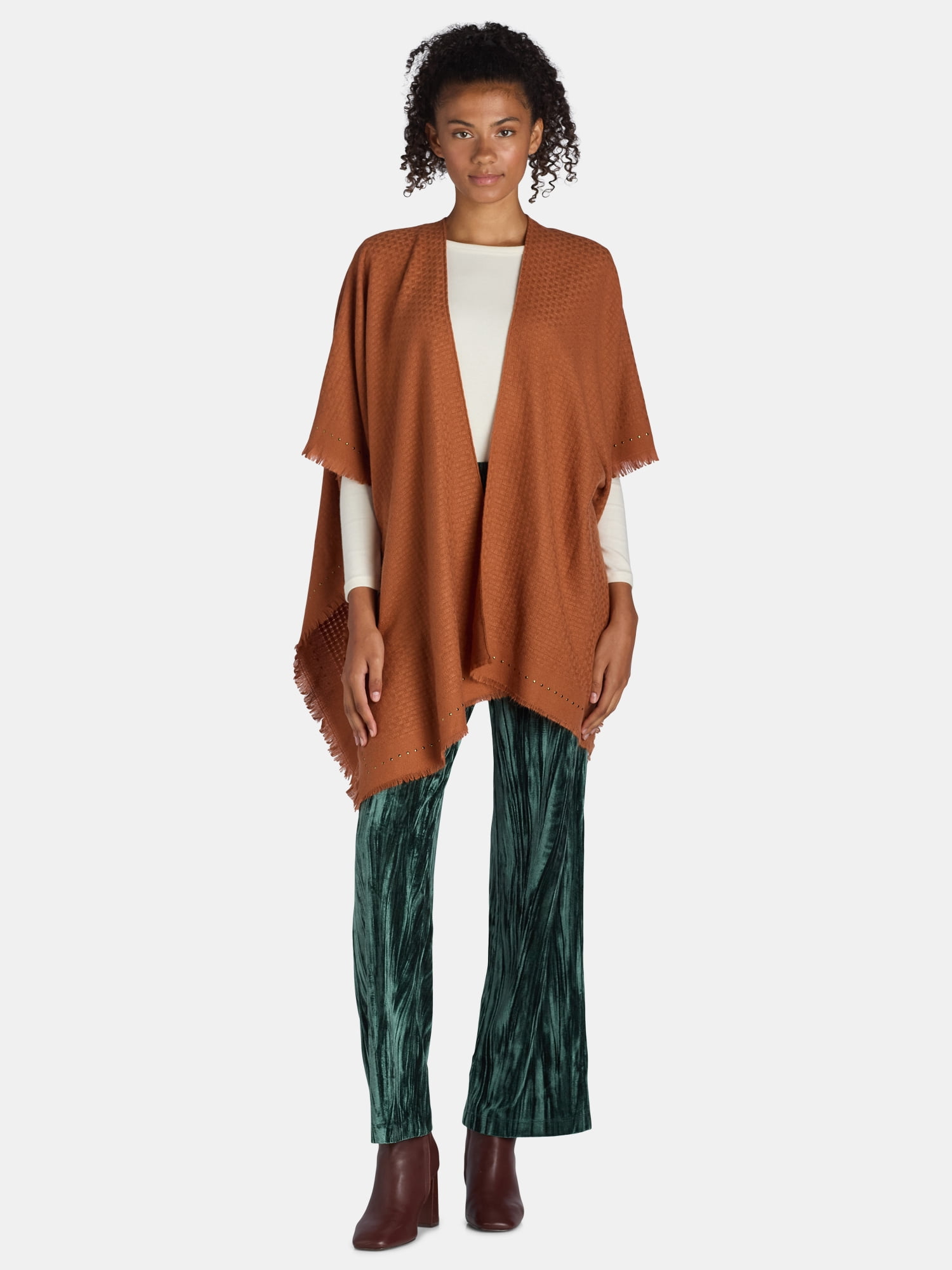 The Pioneer Woman Studded Trim Fashion Cover-Up Ruana Layering Piece ...