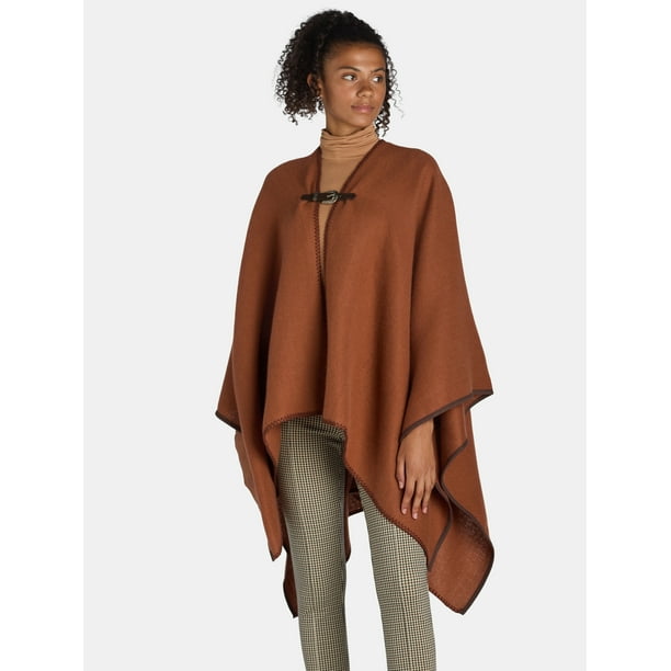 The Pioneer Woman Suede Binding with Buckle Closure Ruana Layering ...