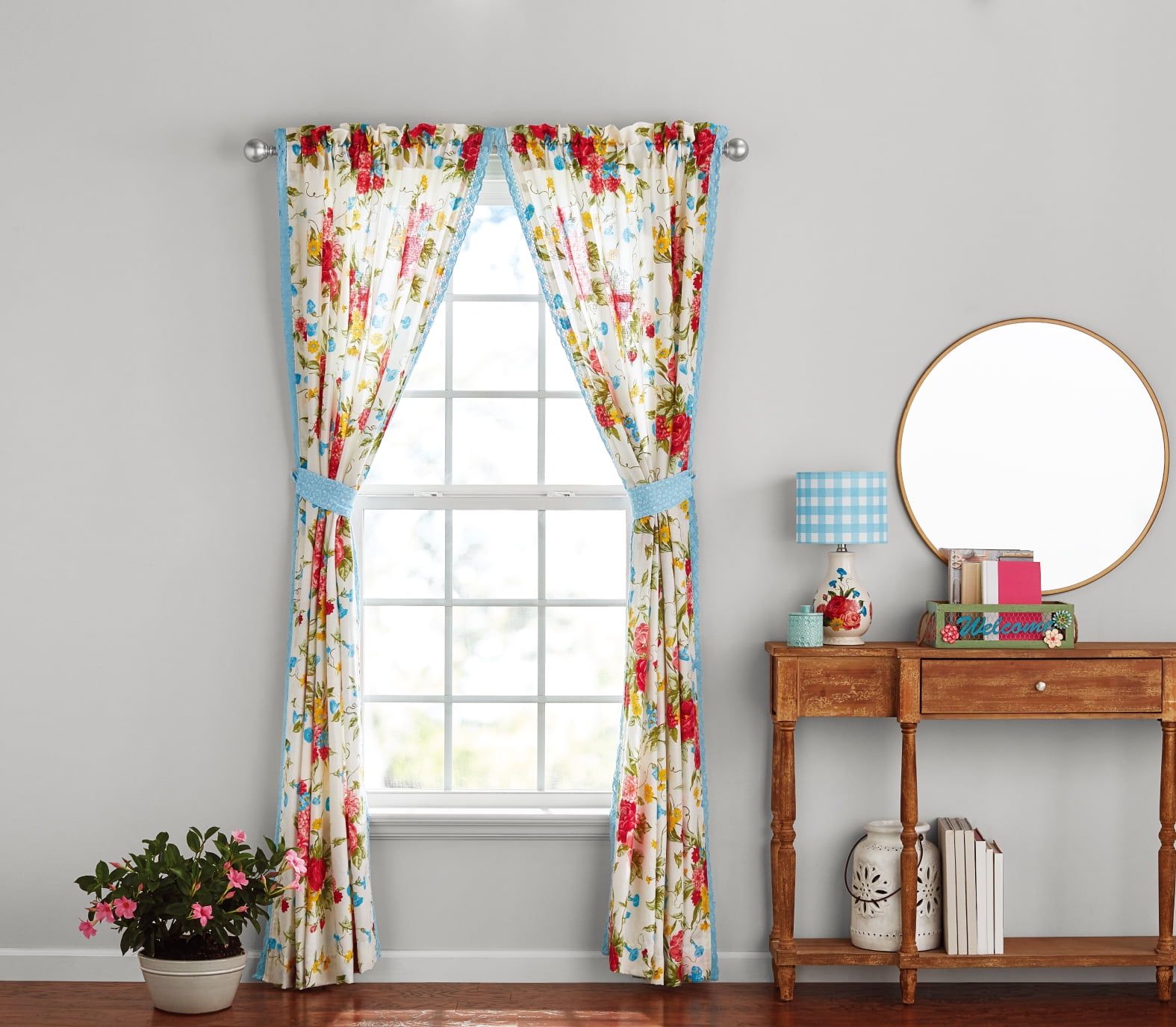The Pioneer Woman Sweet Rose Textured Light Filtering Curtain Panel ...