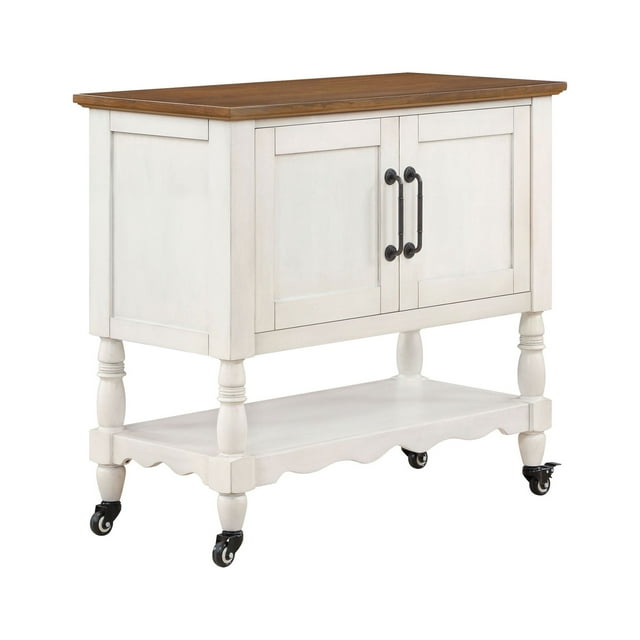 The Pioneer Woman Two-Tone Kitchen Cart Made With Solid Wood Frame ...