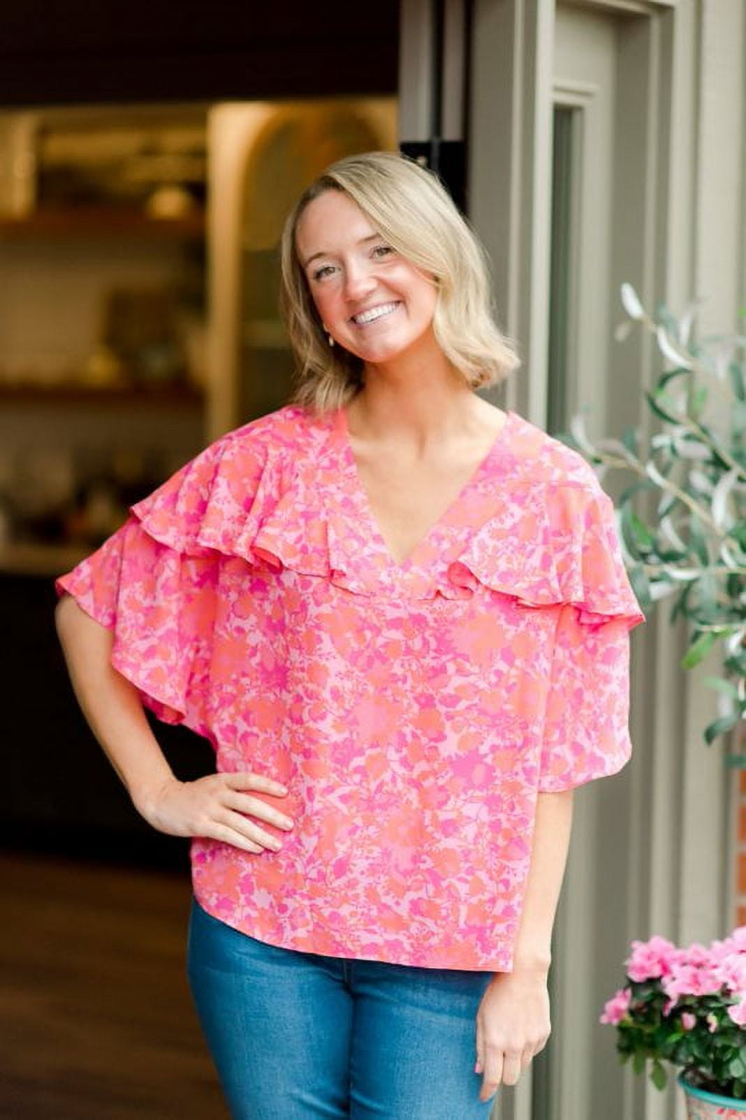 The Pioneer Woman V Neck Flutter Sleeve Blouse Women s Walmart the-pioneer-woman-v-neck-flutter-sleeve-blouse-women-s-walmart
