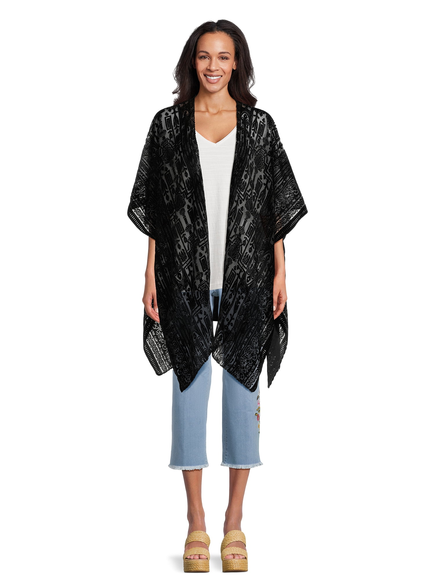 The Pioneer Woman Velvet Burnout Ruana - Walmart.com