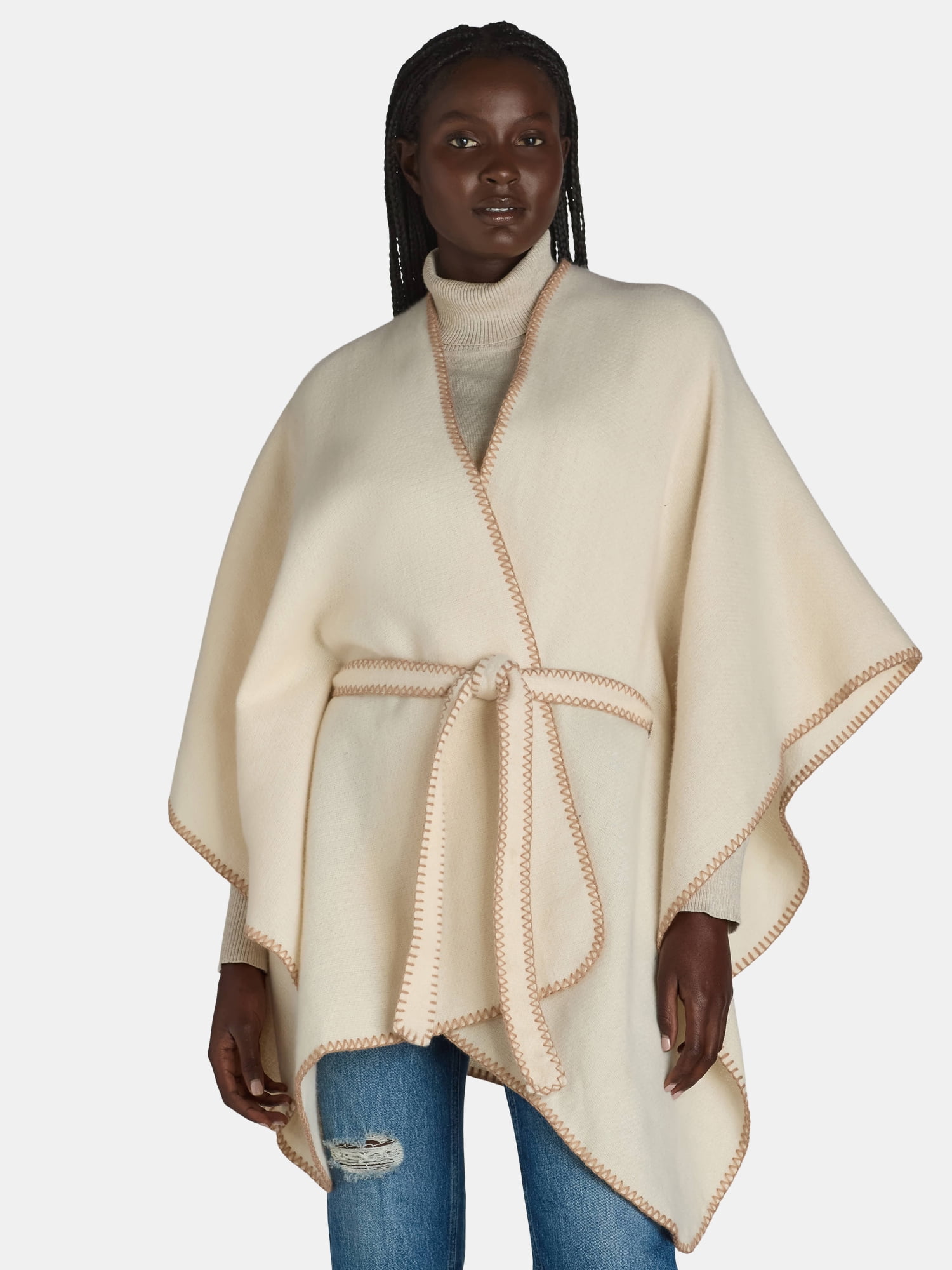 The Pioneer Woman Whipstitch Wrap Ruana with Belt Layering Piece ...