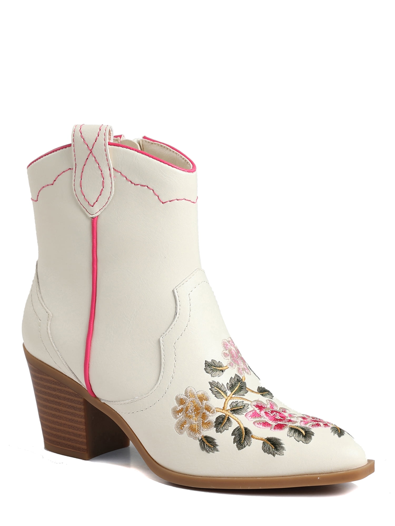 The Pioneer Woman Women’s Embroidered Western Ankle Boot - Walmart ...