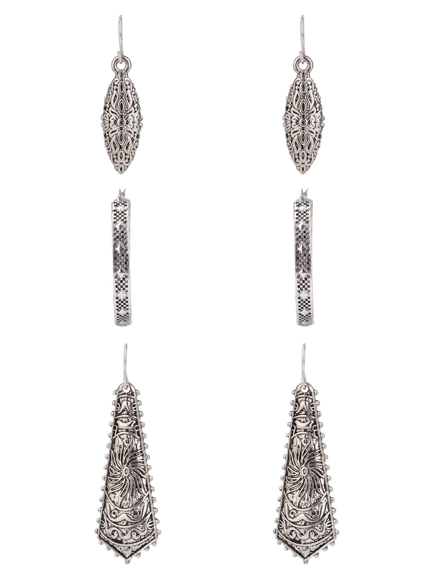 The Pioneer Woman - Women's Jewelry, Silver-tone Metal Hoop and Drop ...