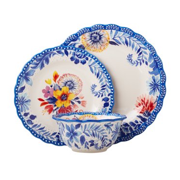 The Pioneer Woman Toni Light Blue Dinnerware Set, 12-Piece - Walmart.com