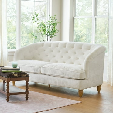 Noble House Kabella Tufted Fabric Chesterfield Sofa, White - Walmart.com