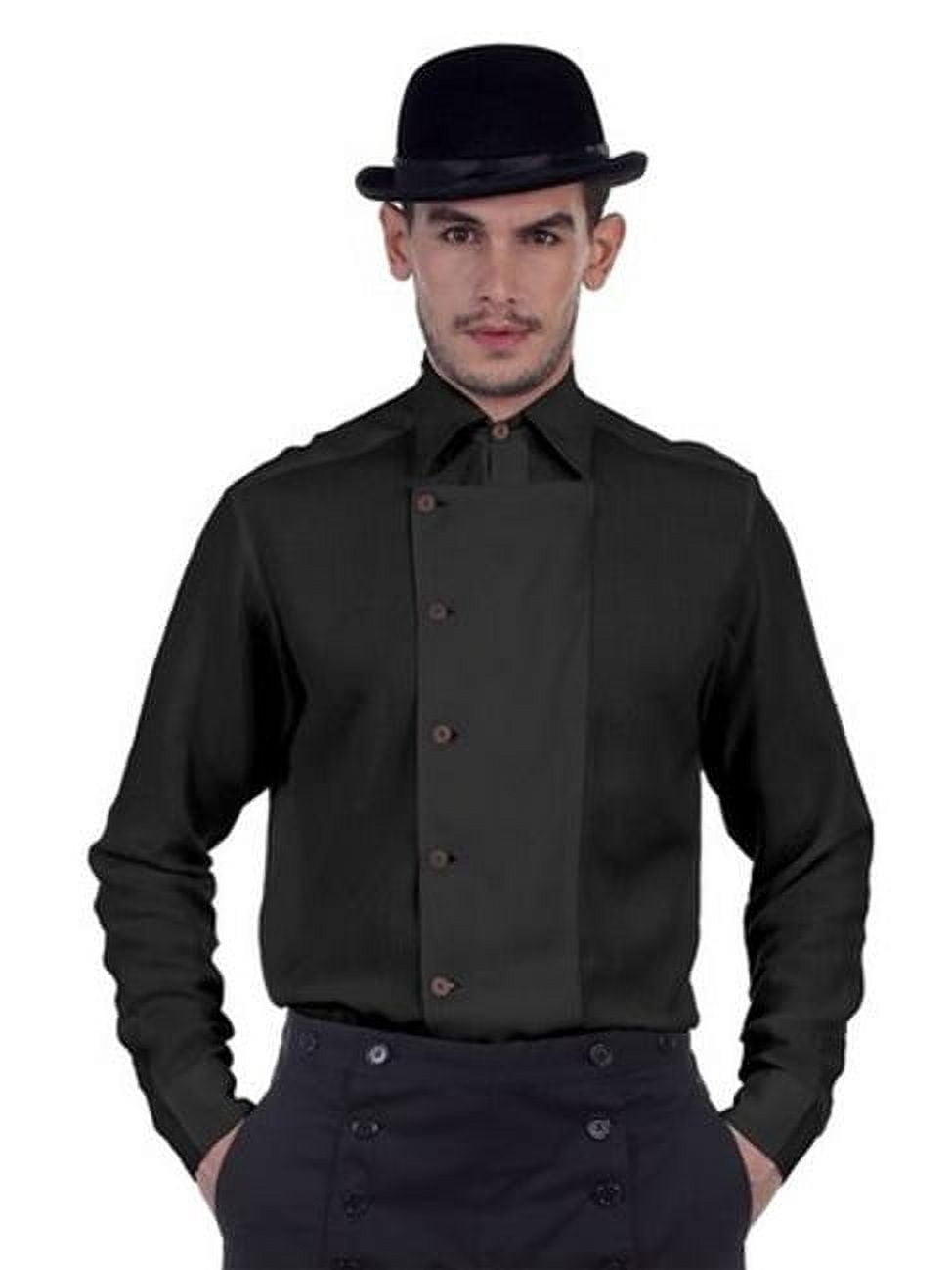 The Pirate Dressing C1293 Ulysses Side-Button Shirt- Black - Medium ...
