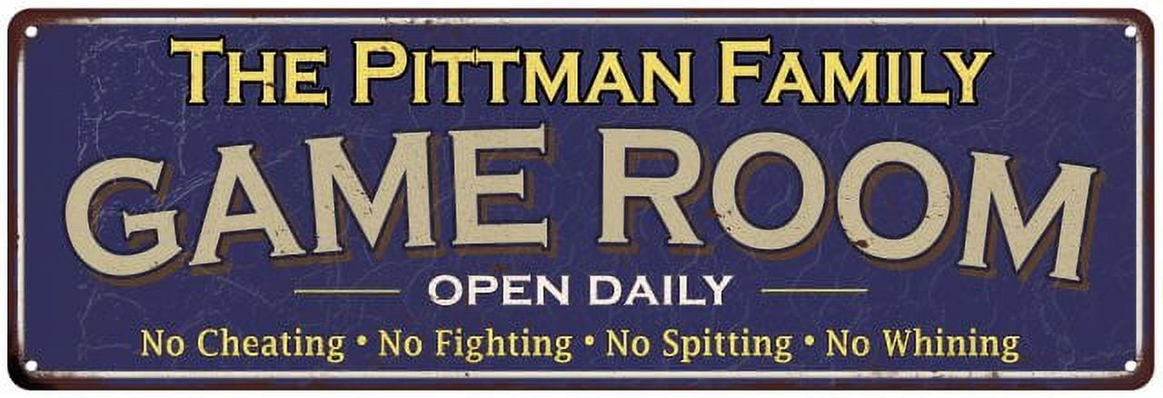 The Pittman Family Gift Blue Game Room Metal 6x18 Sign 206180037739 ...