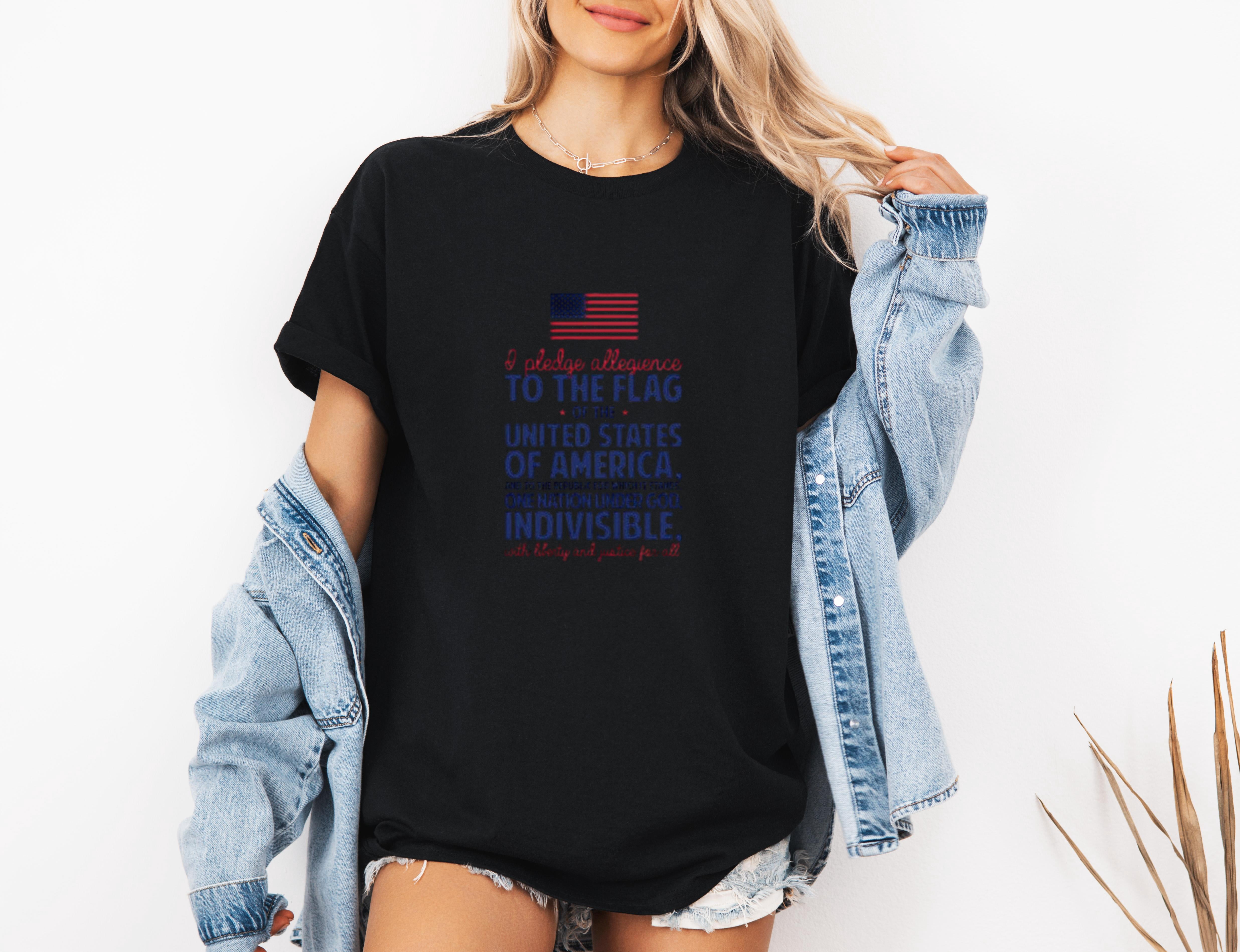 The Pledge Of Allegiance USA Patriotic American Flag School Classroom T ...